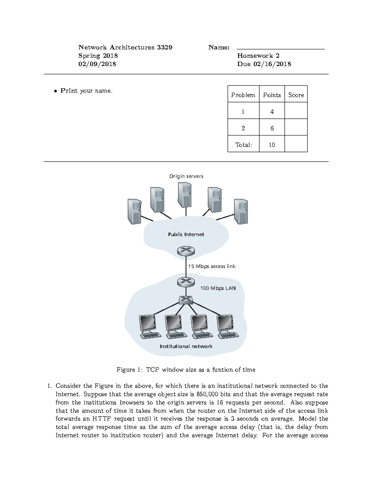 Hw2a - assignment - Network Architectures 3329 Name: Spring 2018 ...