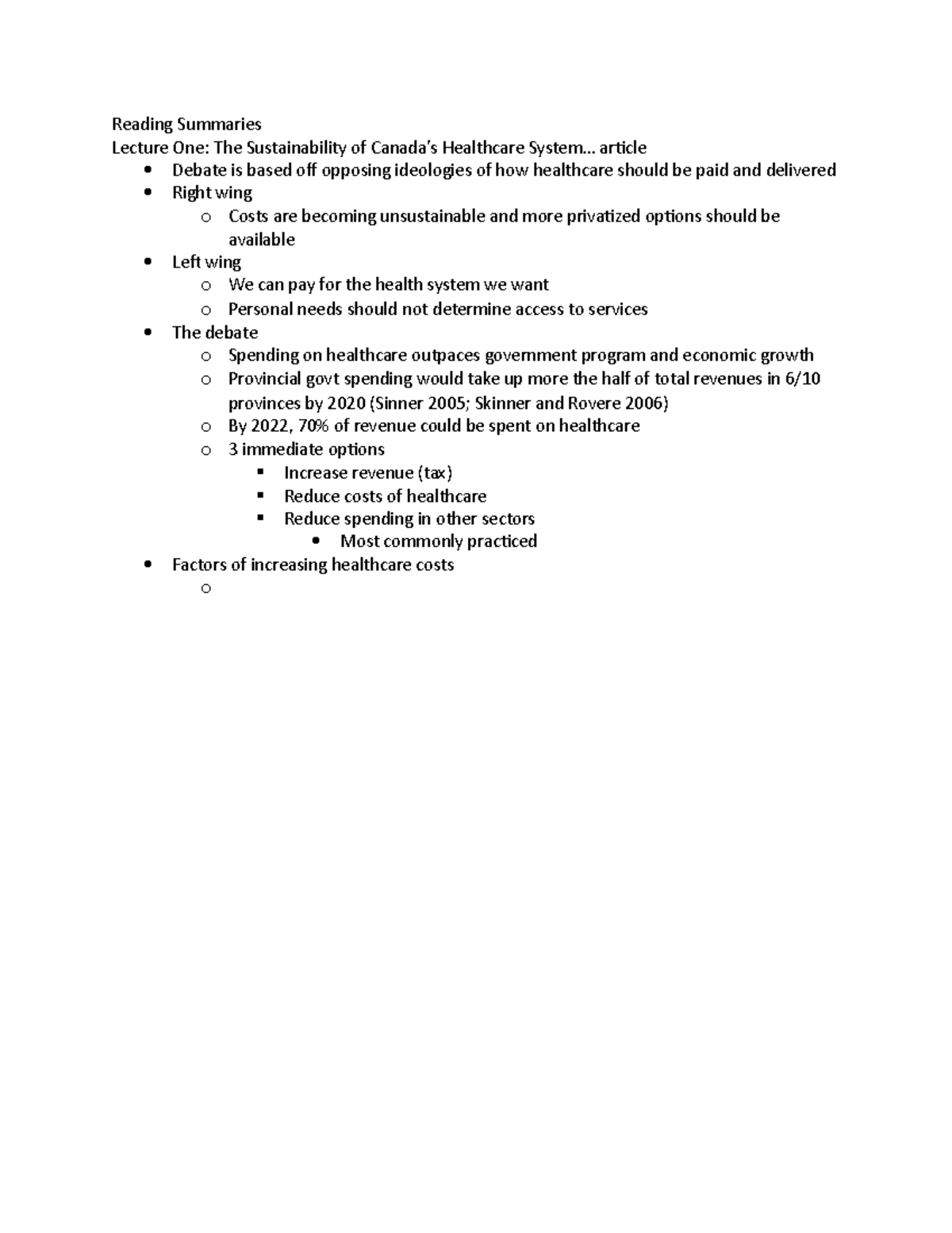 Reading Summaries 2030 - Reading Summaries Lecture One: The ...