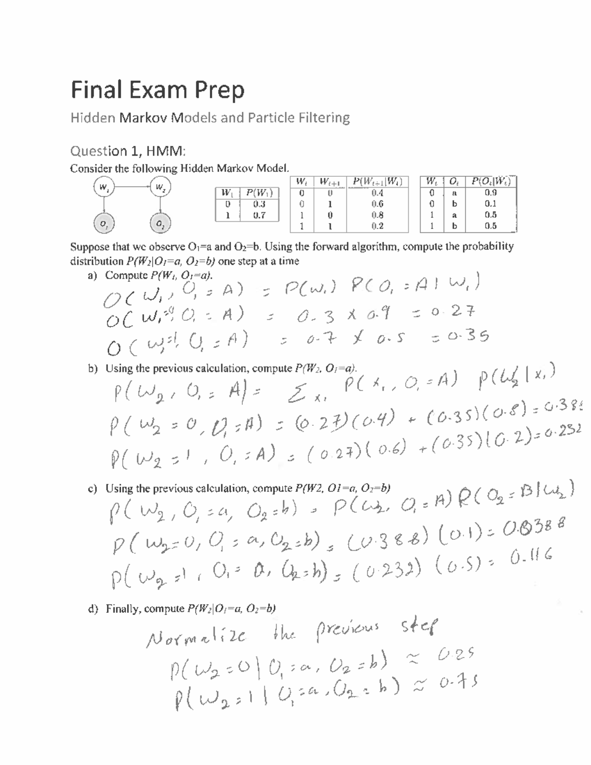 Final Exam prep HMM PF key(1) - CS 5368 - Studocu