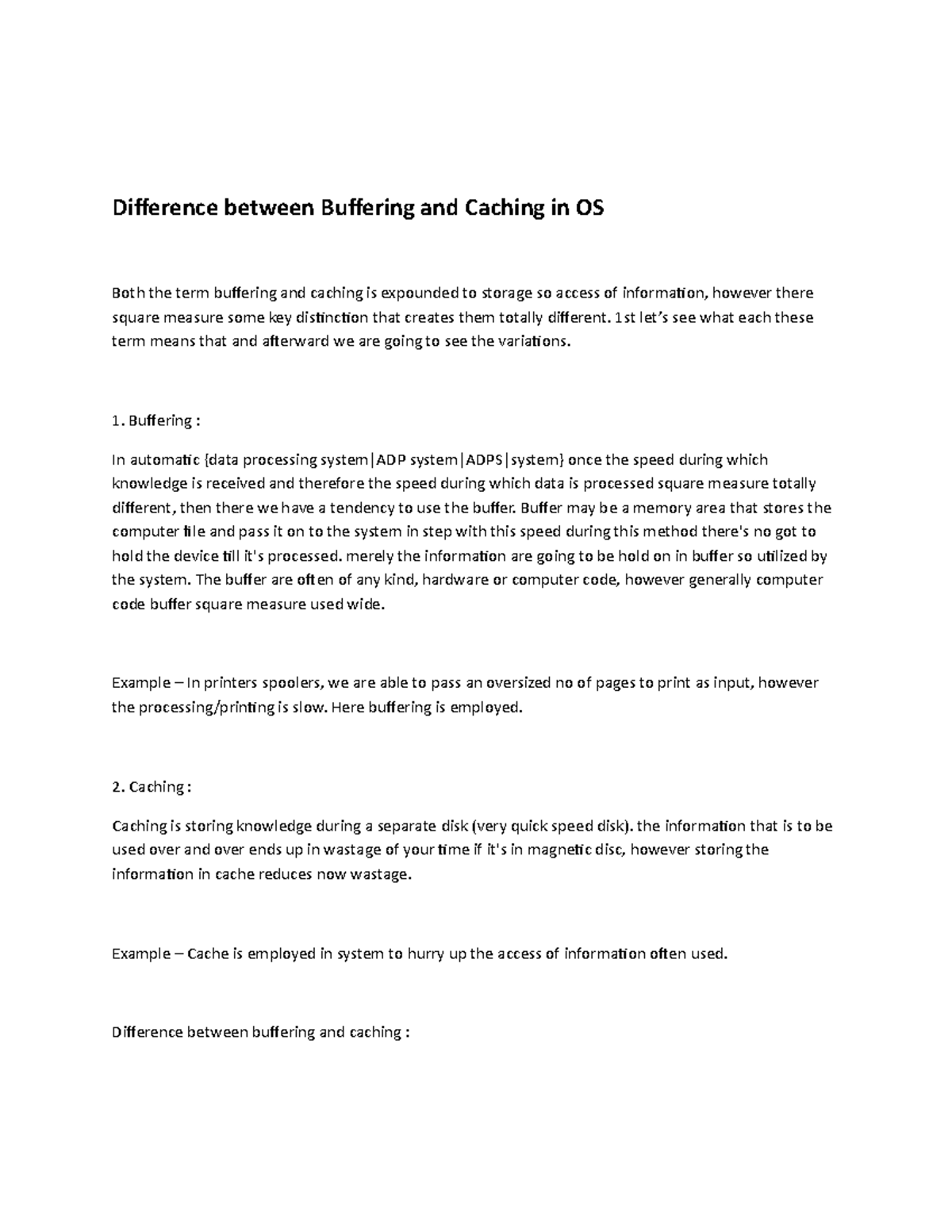 Difference between Buffering and Caching in OS - 1st let’s see what ...