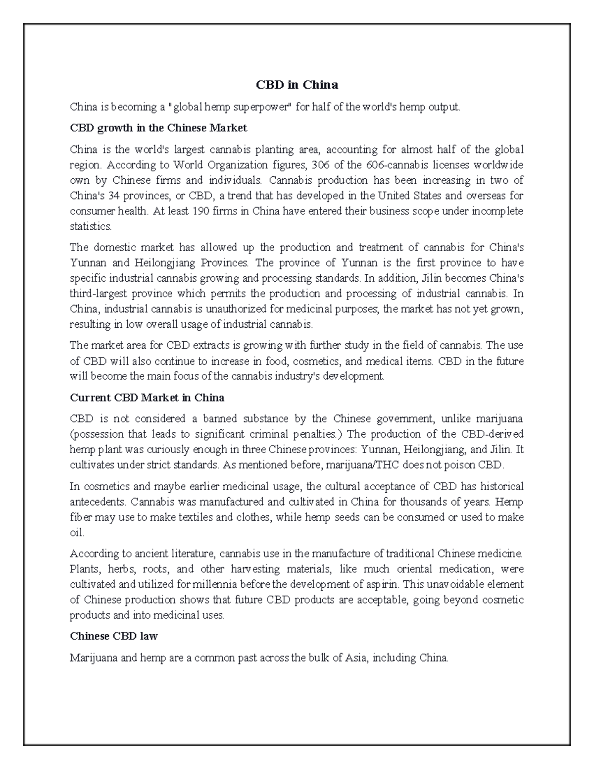 CBD in China - CBD in China China is becoming a "global hemp superpower ...