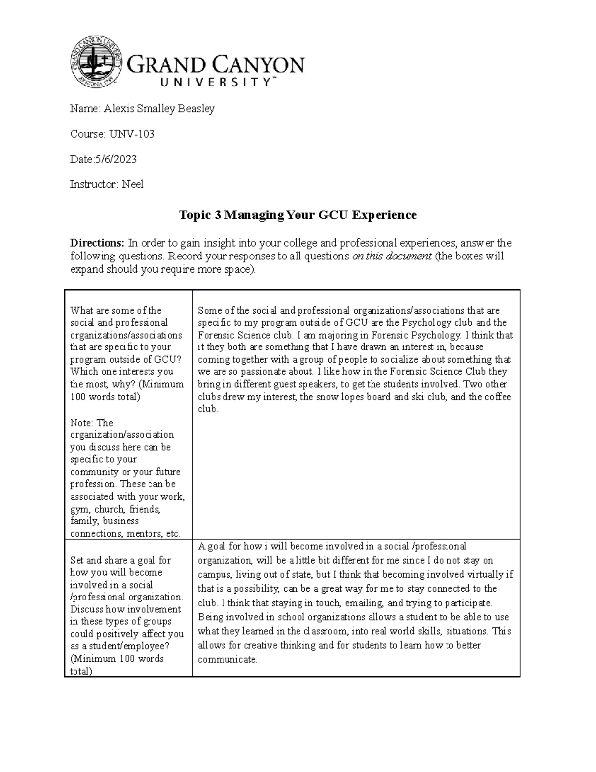 UNV-103-RS-T3 Your GCUExperience Online Alexis Smalley Beasley - 213 ...