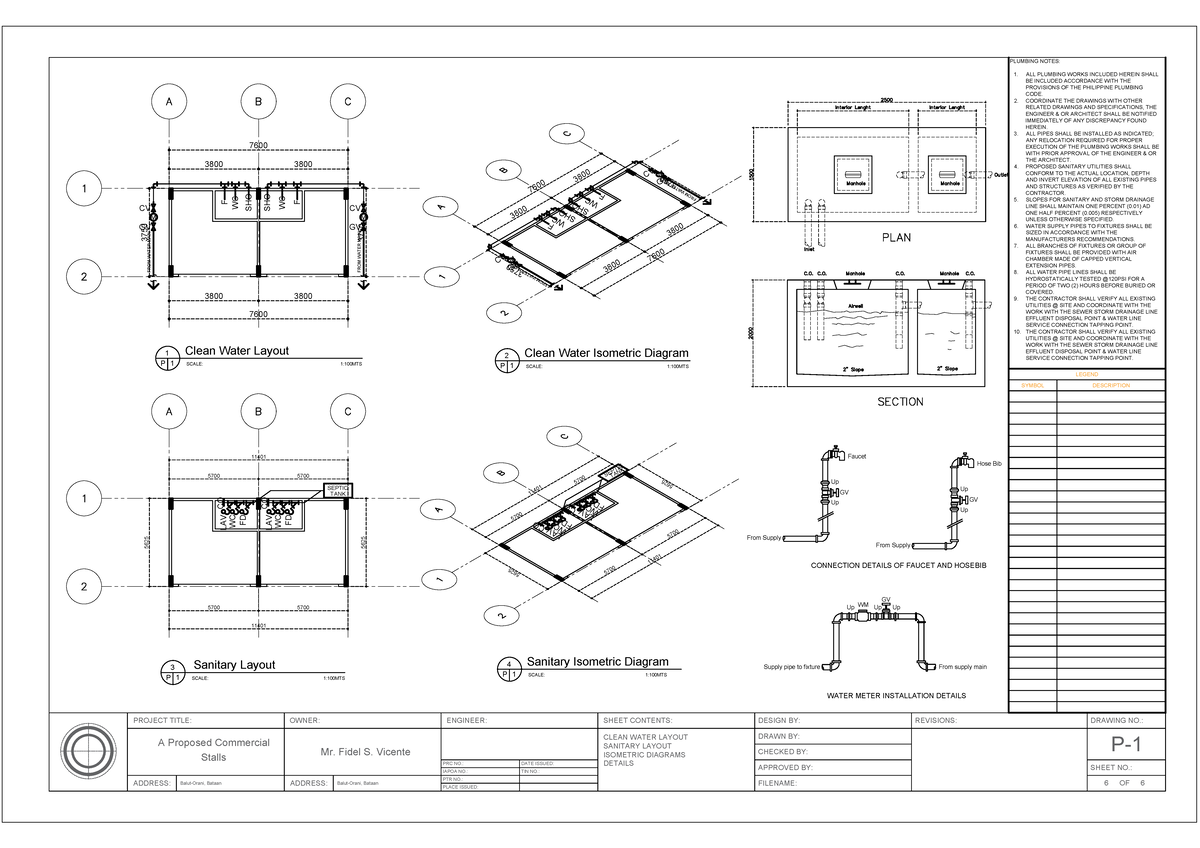 architectural drawing - LEGEND SYMBOL DESCRIPTION PLUMBING NOTES: 1 ...