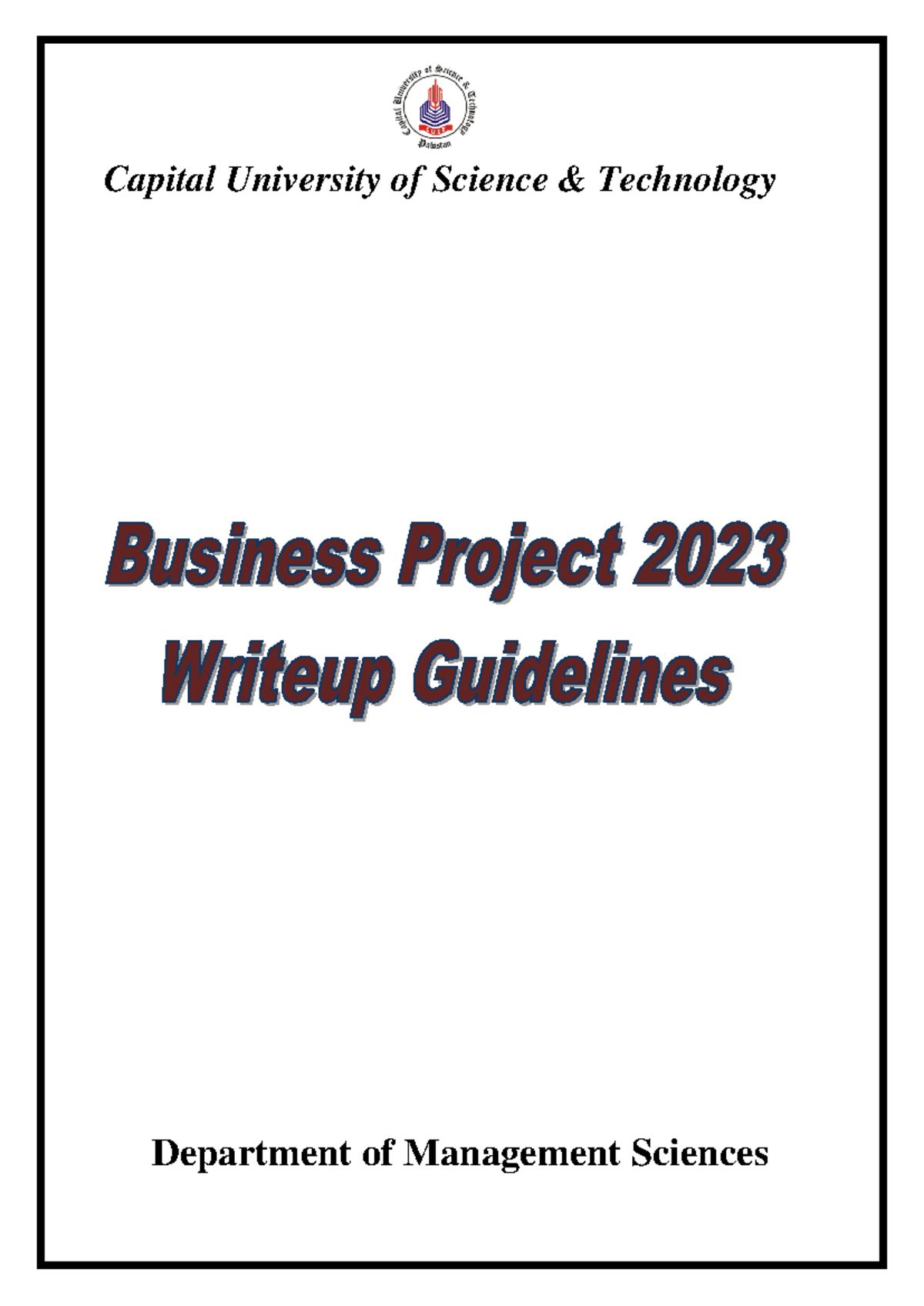 (Business Projects guidlines) 2023 - Capital University of Science & Technology Department of ...