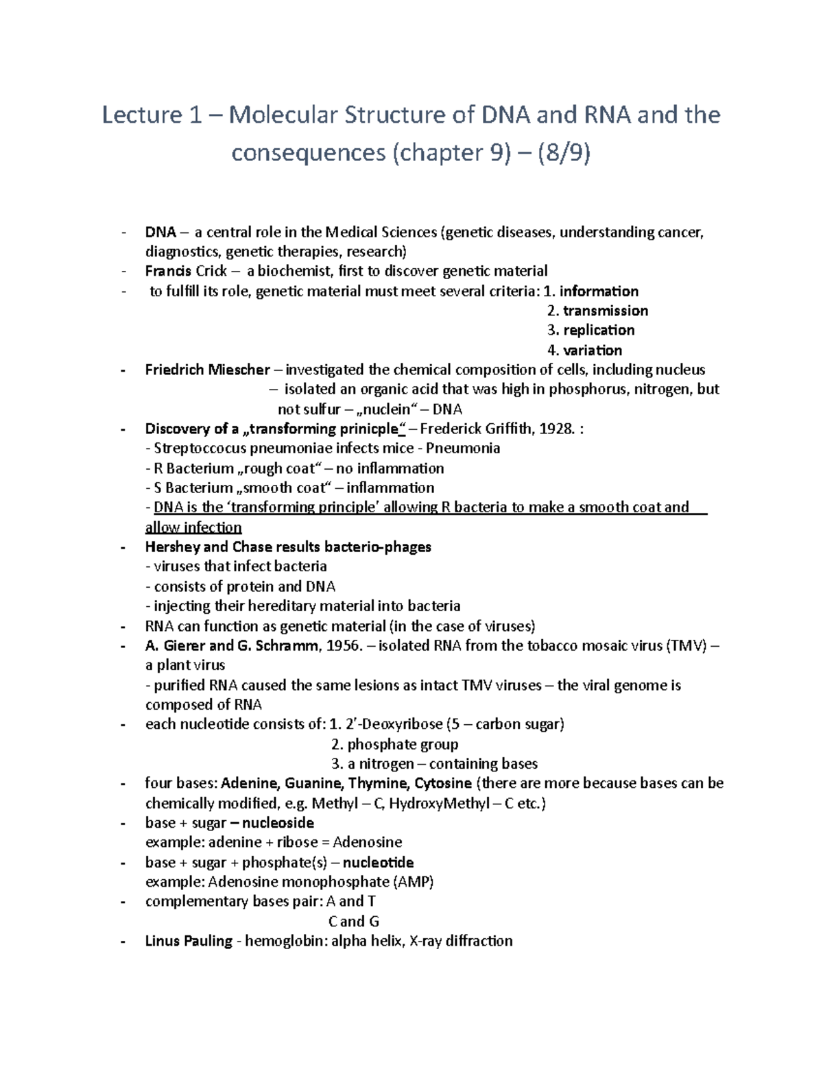 Lecture 1 Molecular Structure Of DNA And RNA And The Consequences 8 lecture-1-molecular-structure-of-dna-and-rna-and-the-consequences-8
