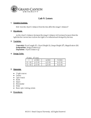 PHY-112L Lab 1 - Lab report - Lab 1: Electrostatic Forces Testable ...