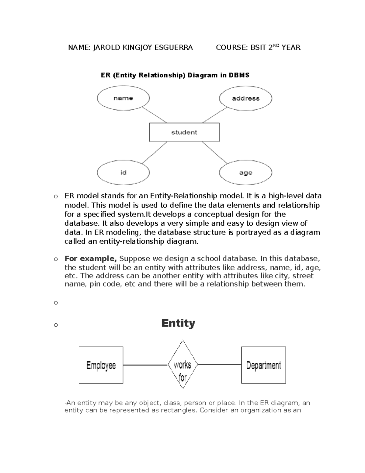 Assignment - sss - NAME: JAROLD KINGJOY ESGUERRA COURSE: BSIT 2ND YEAR ...