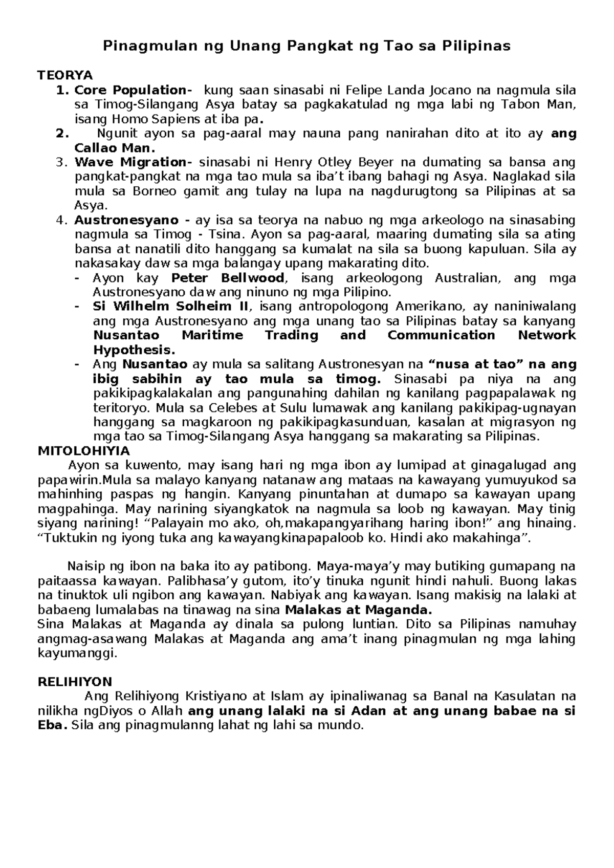 Pinagmulan ng Unang Pangkat ng Tao sa Pilipinas - Pinagmulan ng Unang ...