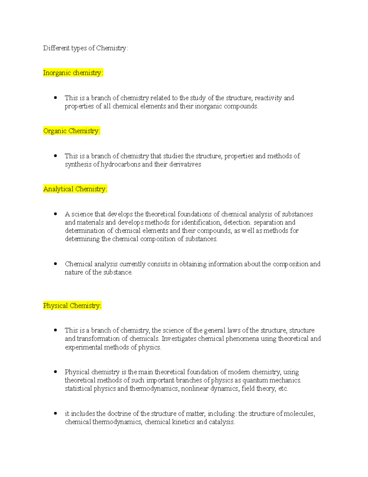 Different types of Chemistry - Different types of Chemistry: Inorganic ...