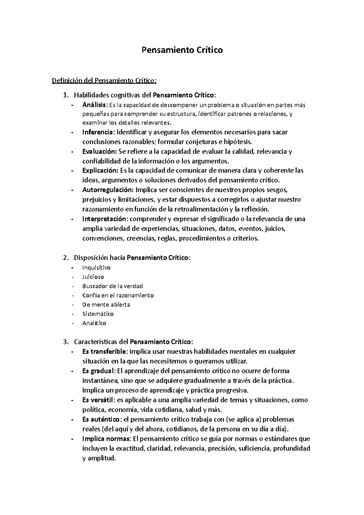 Resumen de Pensamiento Crítico - Pensamiento Crítico Definición del ...
