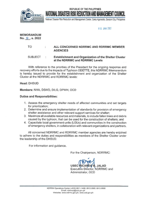 Memo No-45 s-2017 - Can be used as reference on NDRRMC actions and ...
