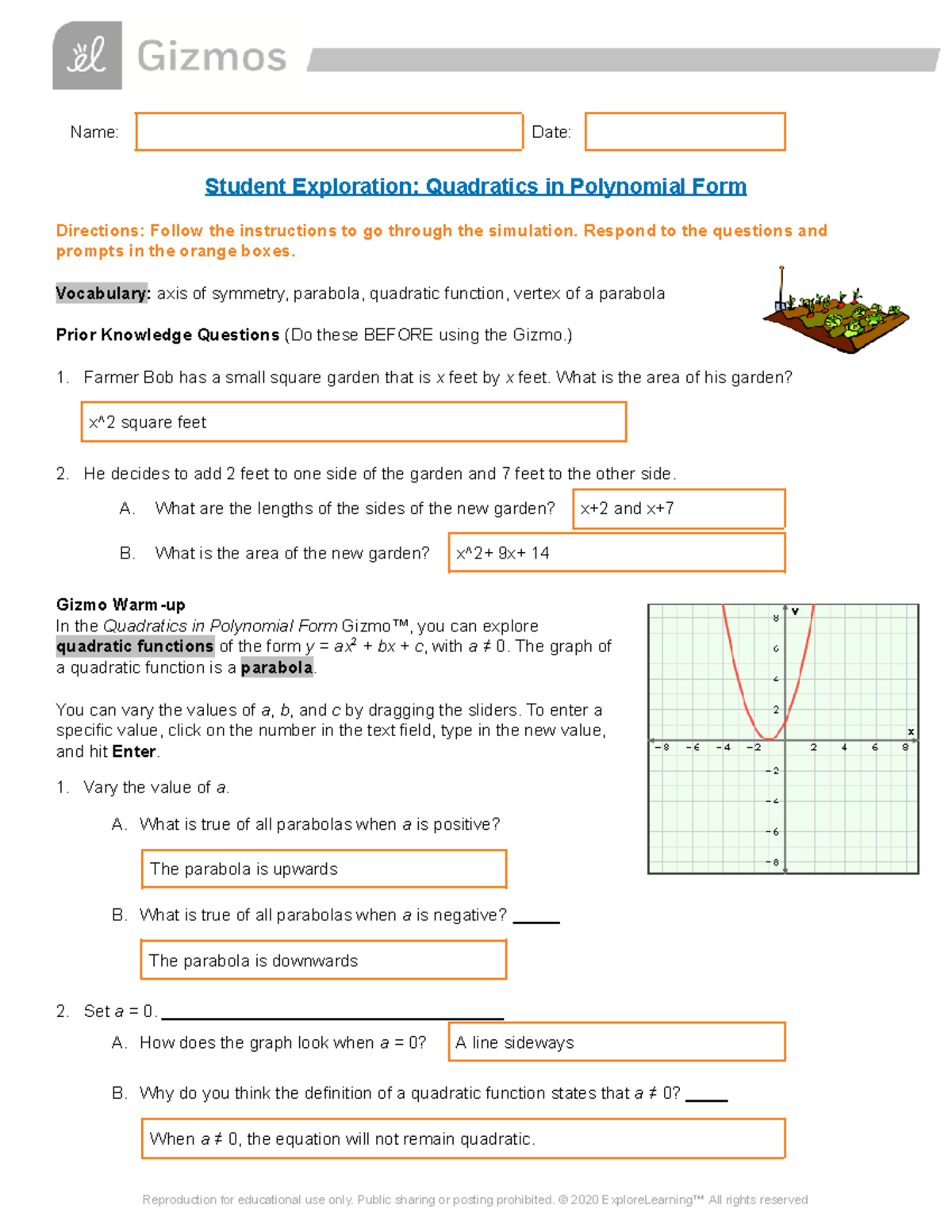 Copy of Copy of Quad Poly SE - Name: Date: Student Exploration ...
