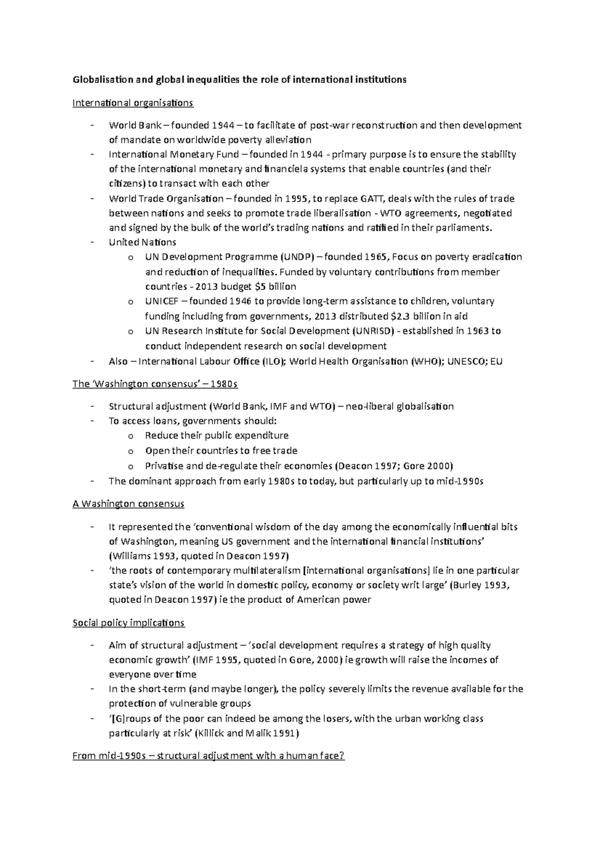 Lecture 11 Globalisation and global inequalities the role of ...