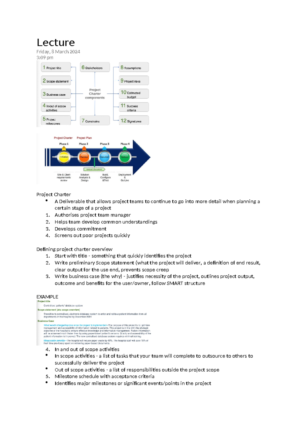 Developing projects lecture - Lecture Friday, 8 March 2024 3:09 pm ...