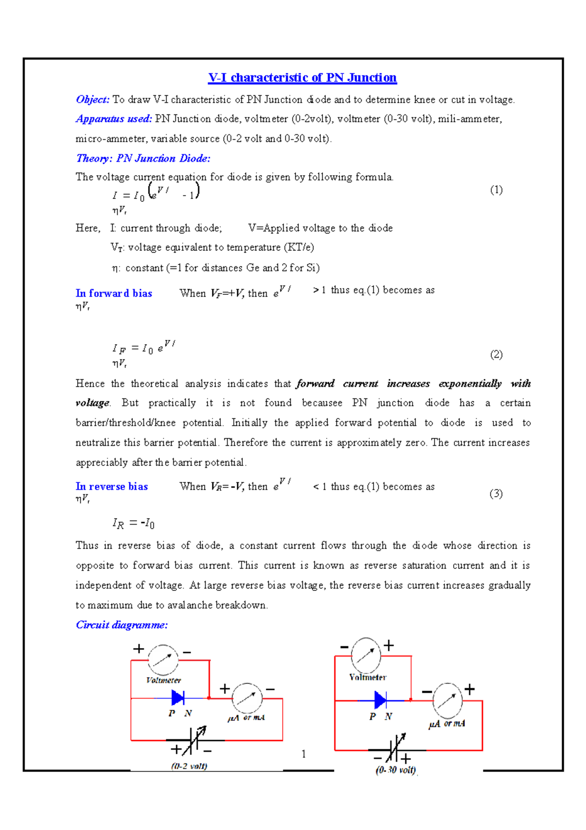 Pn junctiondiode - Introduction to Rectifier Circuits to study and verify the functionality of ...