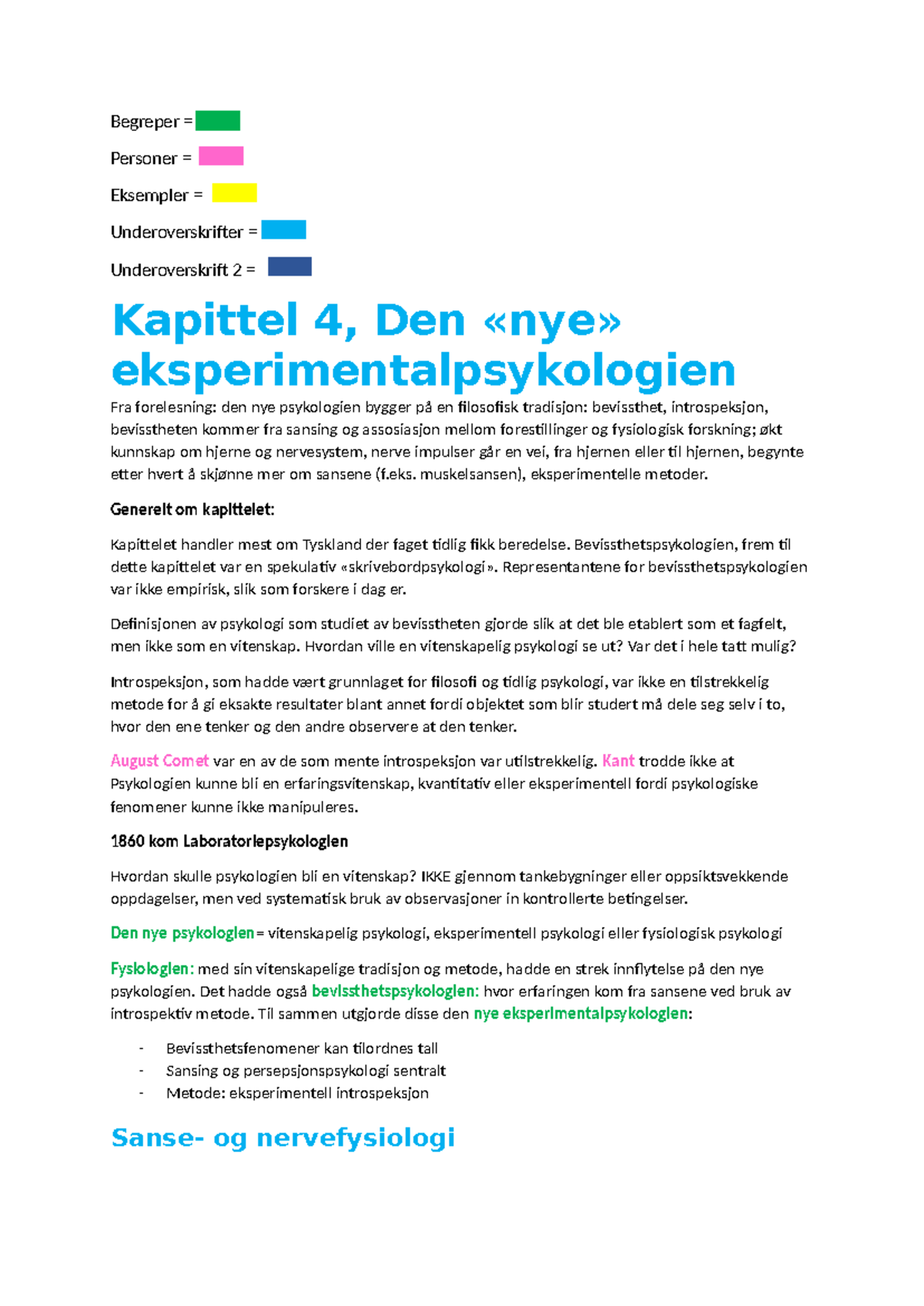 Den nye eksperimentalosykologi, kap 4 - Begreper = Personer = Eksempler ...