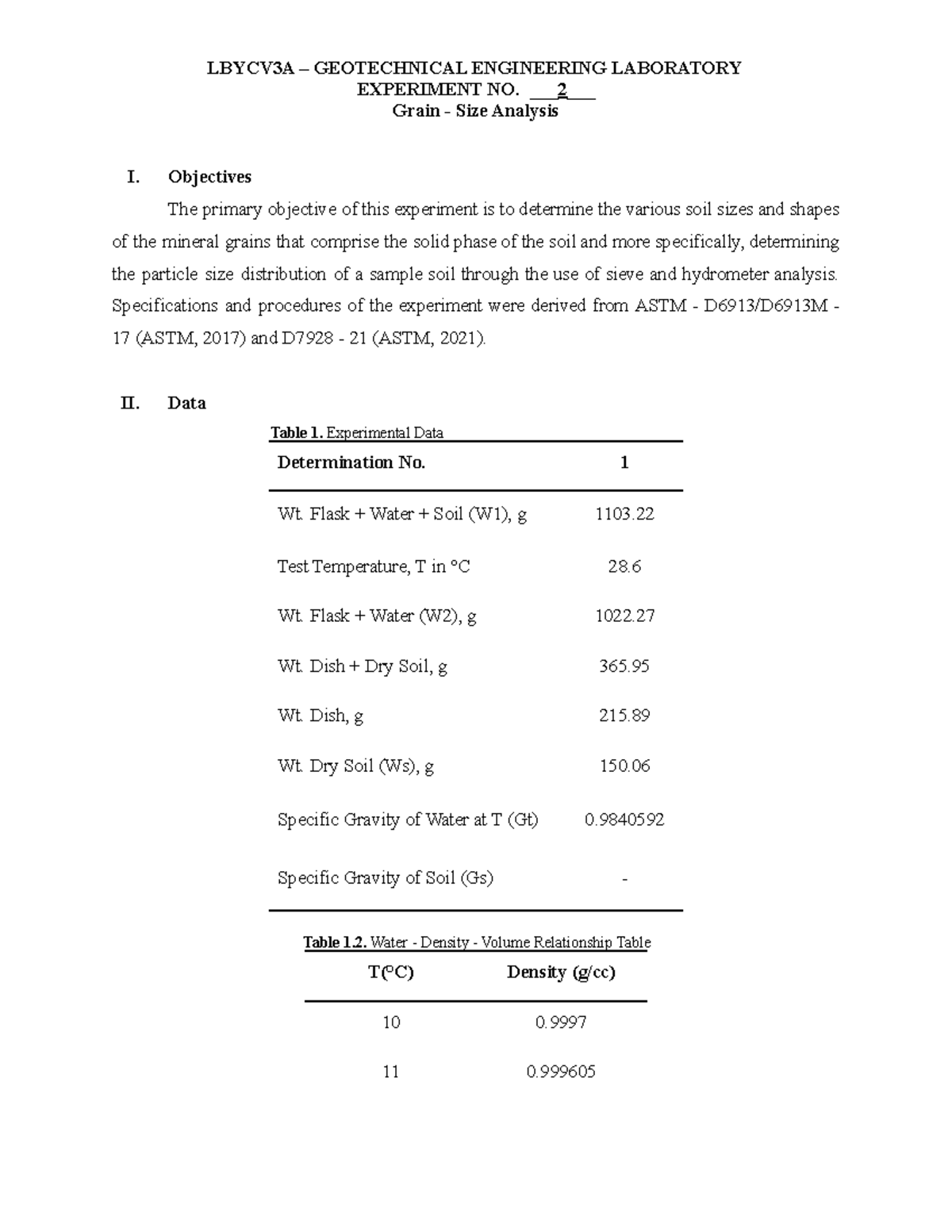 Grain-Size Analysis - EXPERIMENT NO. 2 Grain - Size Analysis I ...