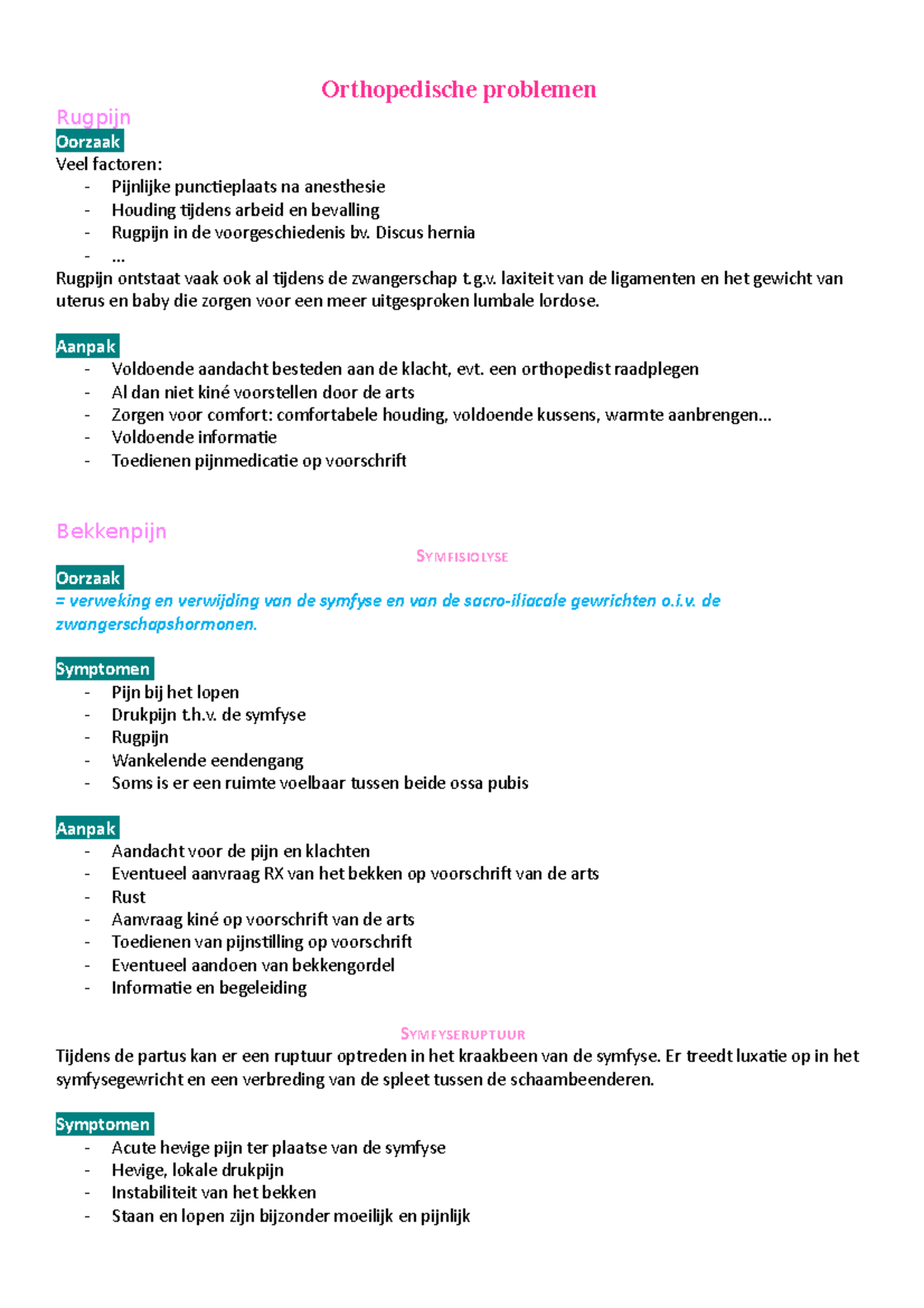 Orthopedische problemen samenvatting - Orthopedische problemen Rugpijn ...