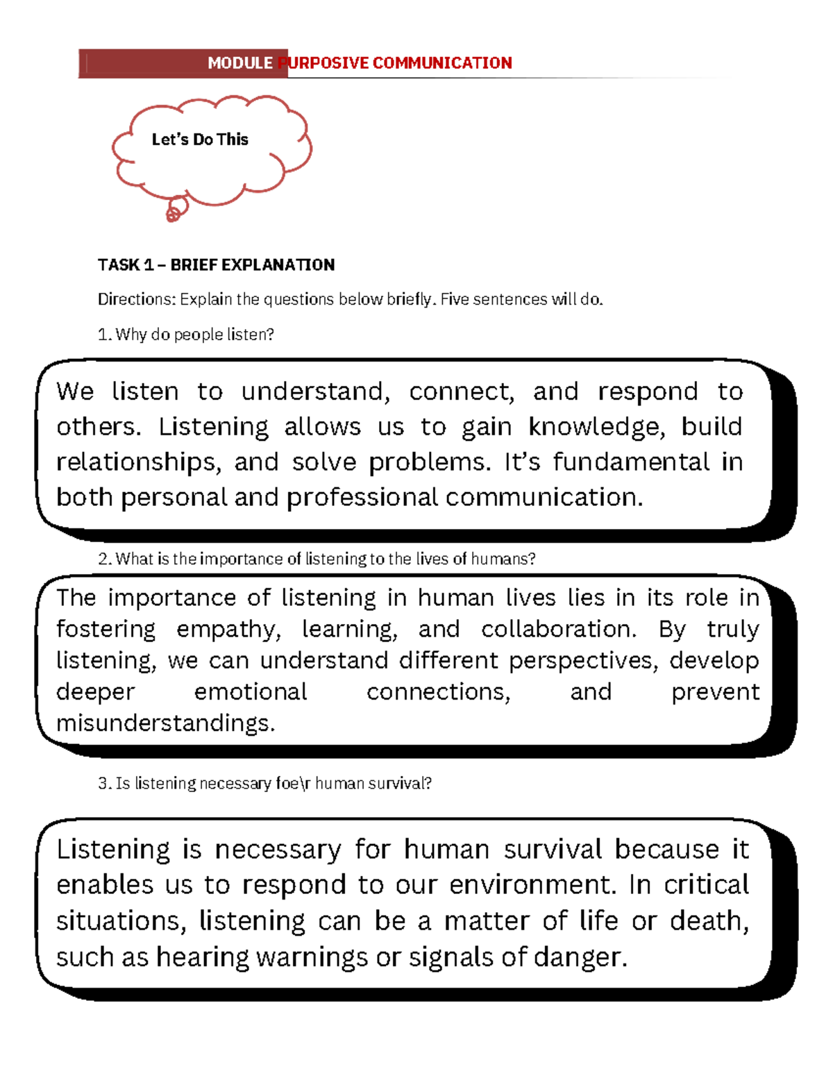 Activity 9 - N/A - MODULE PURPOSIVE COMMUNICATION Let’s Do This TASK 1 – BRIEF EXPLANATION - Studocu