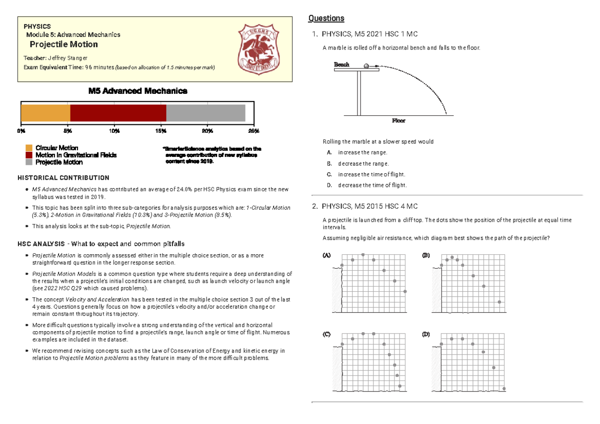 Module 5 Adva Mech A - PHYSICS Module 5: Advanced Mechanics Projectile ...