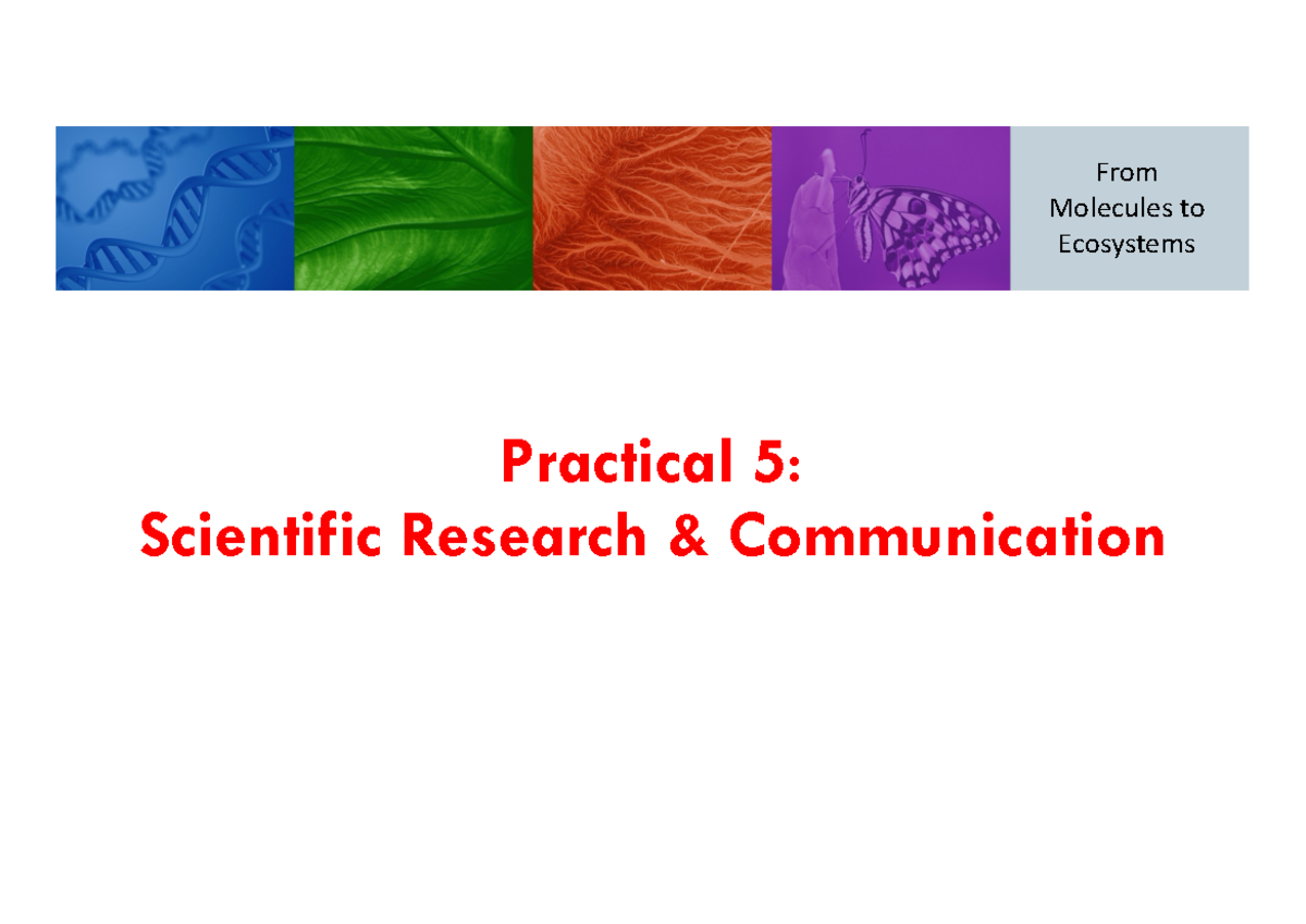 Prac 5 1007 slides 2021 - practical materials - From Molecules to ...