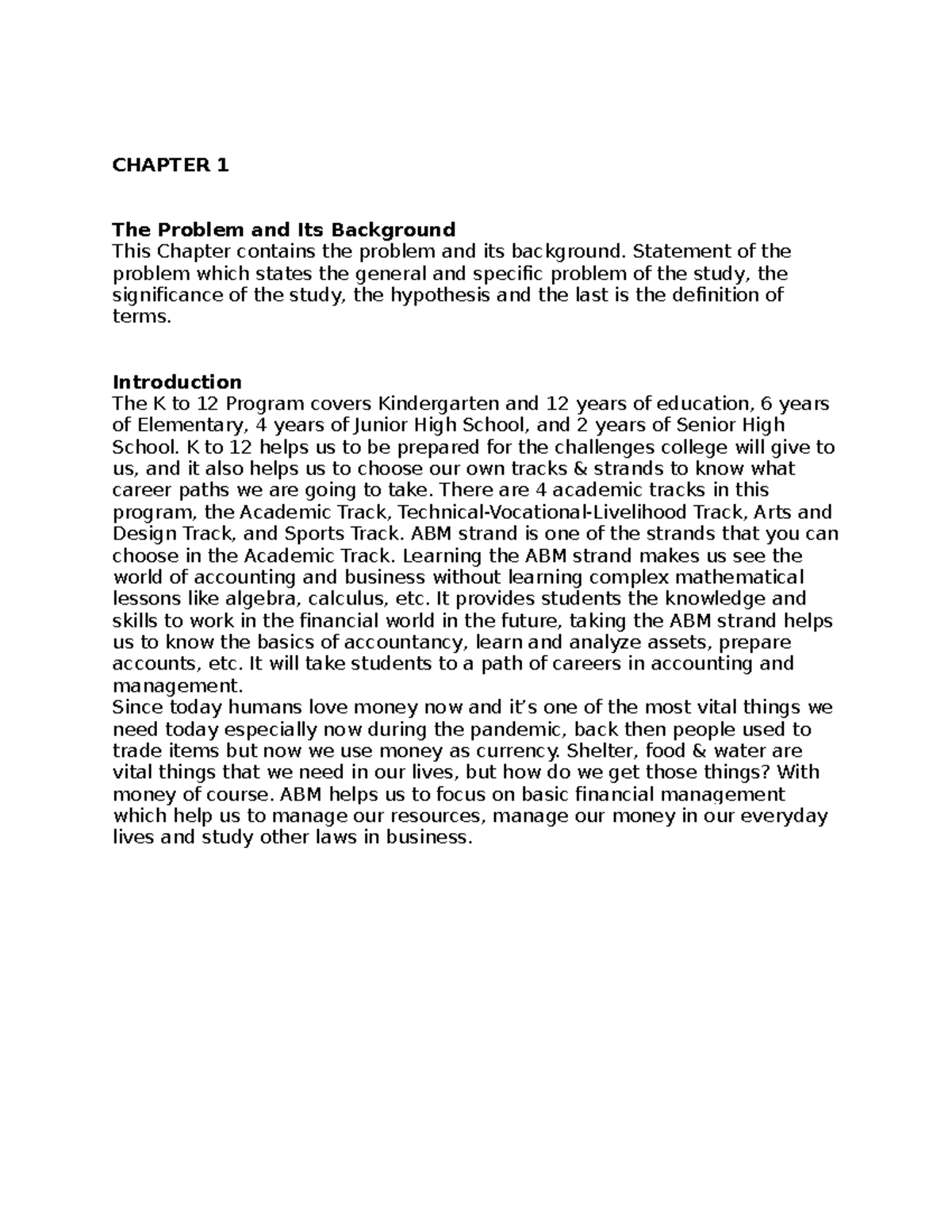 Thesis - CHAPTER 1 The Problem and Its Background This Chapter contains ...
