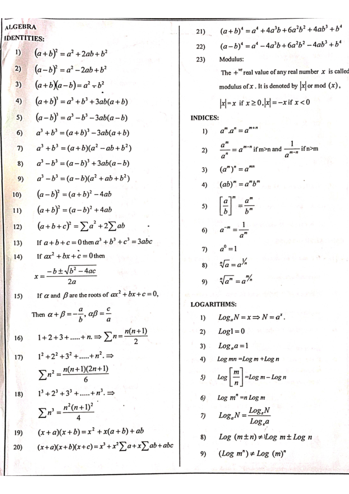 Mathematics- Formulae AND Standard Results - Engineering Mathematics ...