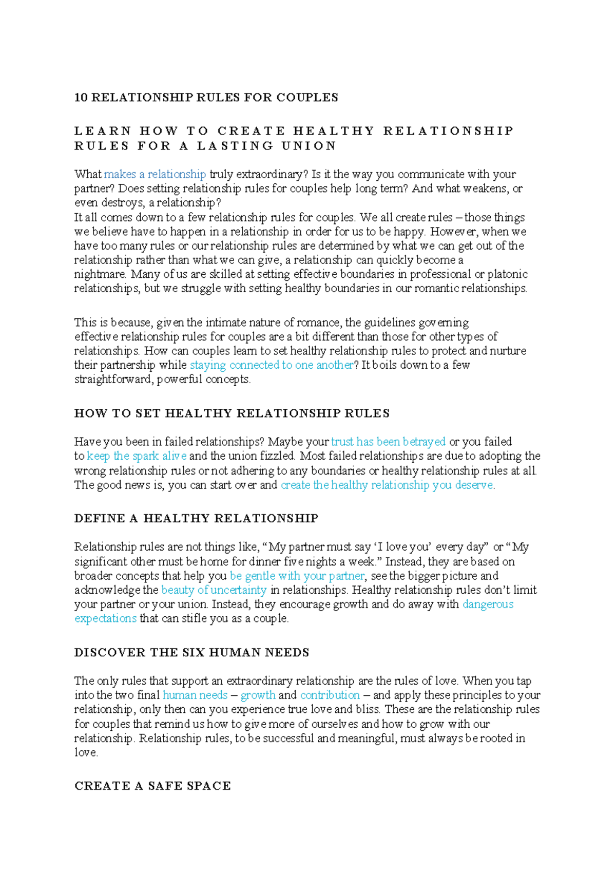 10 Relationship Rules FOR Couples - 10 RELATIONSHIP RULES FOR COUPLES L ...