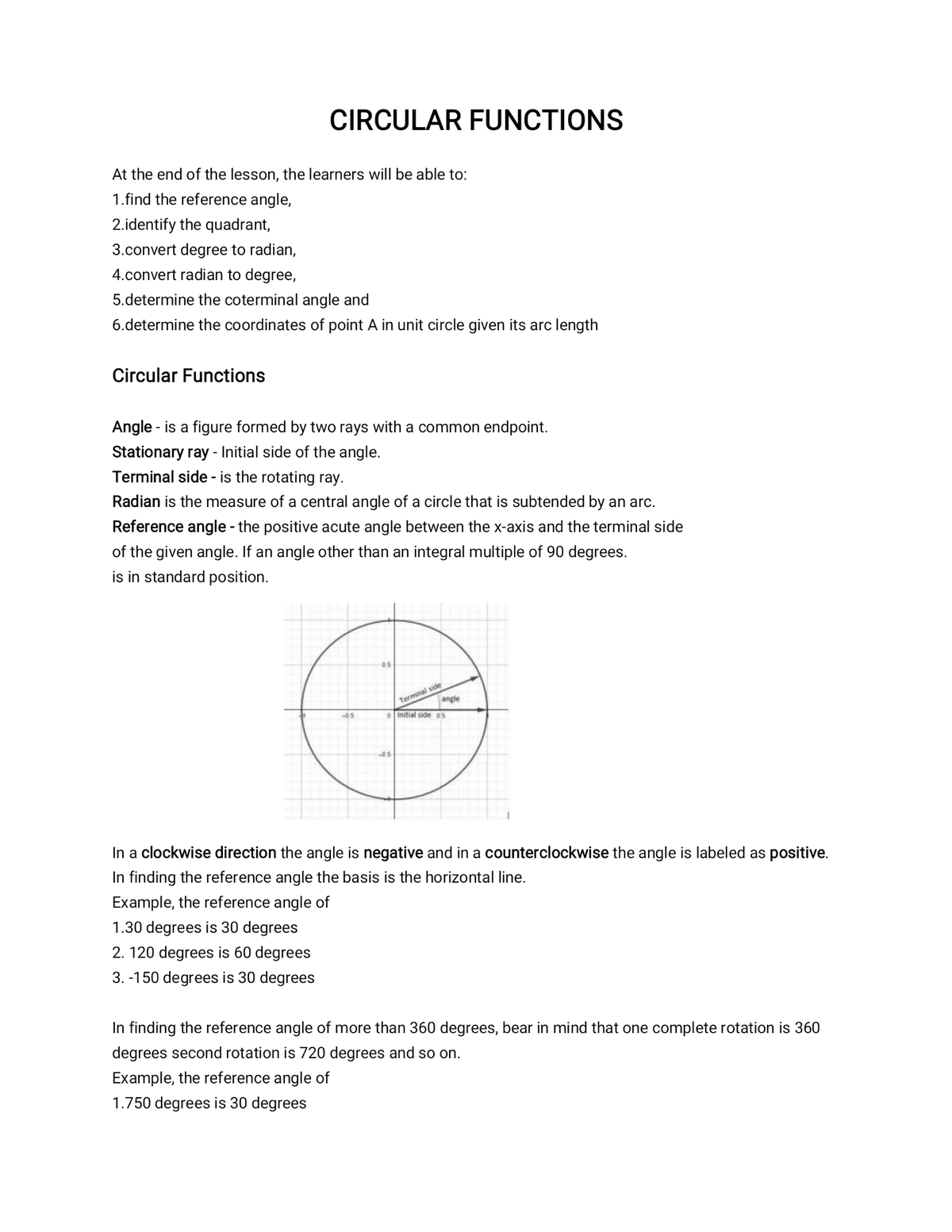 Written report - All about the circular function - Hmh Go Math ...