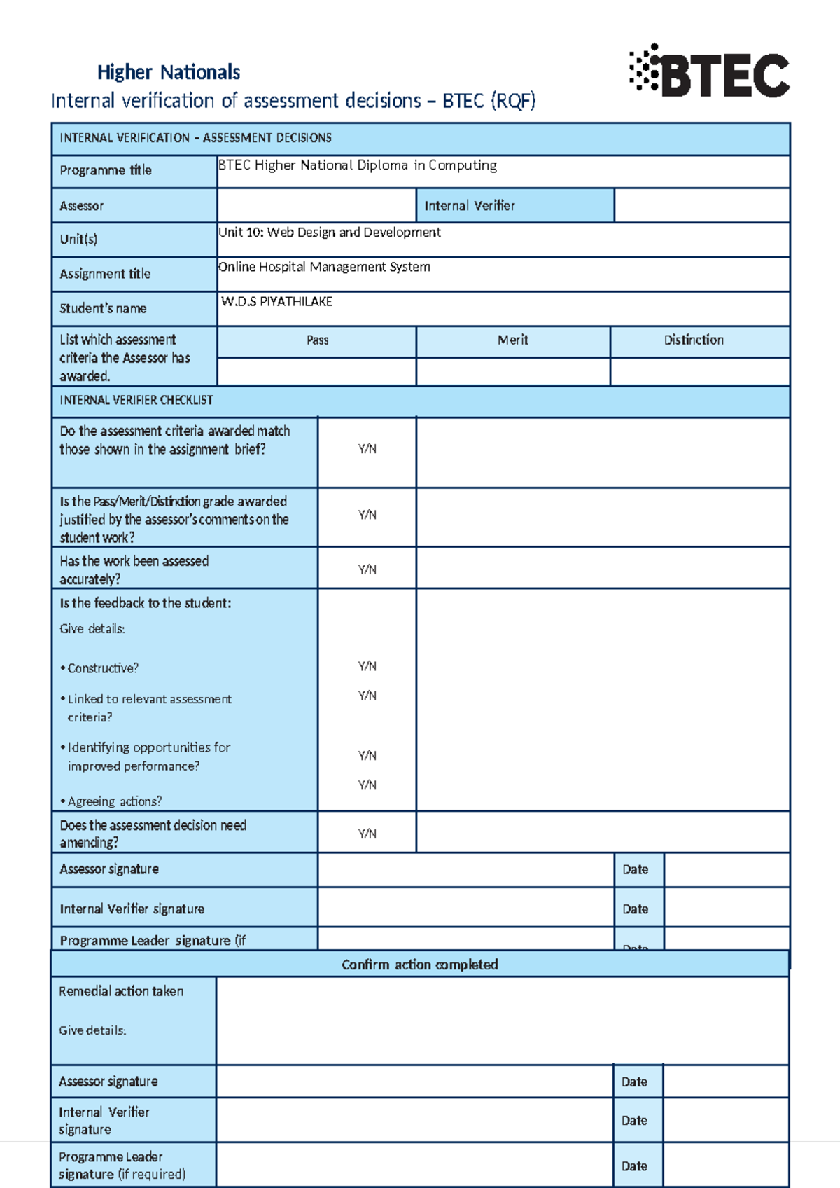 1153-1619623108515-Unit 10 Web Design and Development Reworded 2021 - Higher Nationals Internal ...