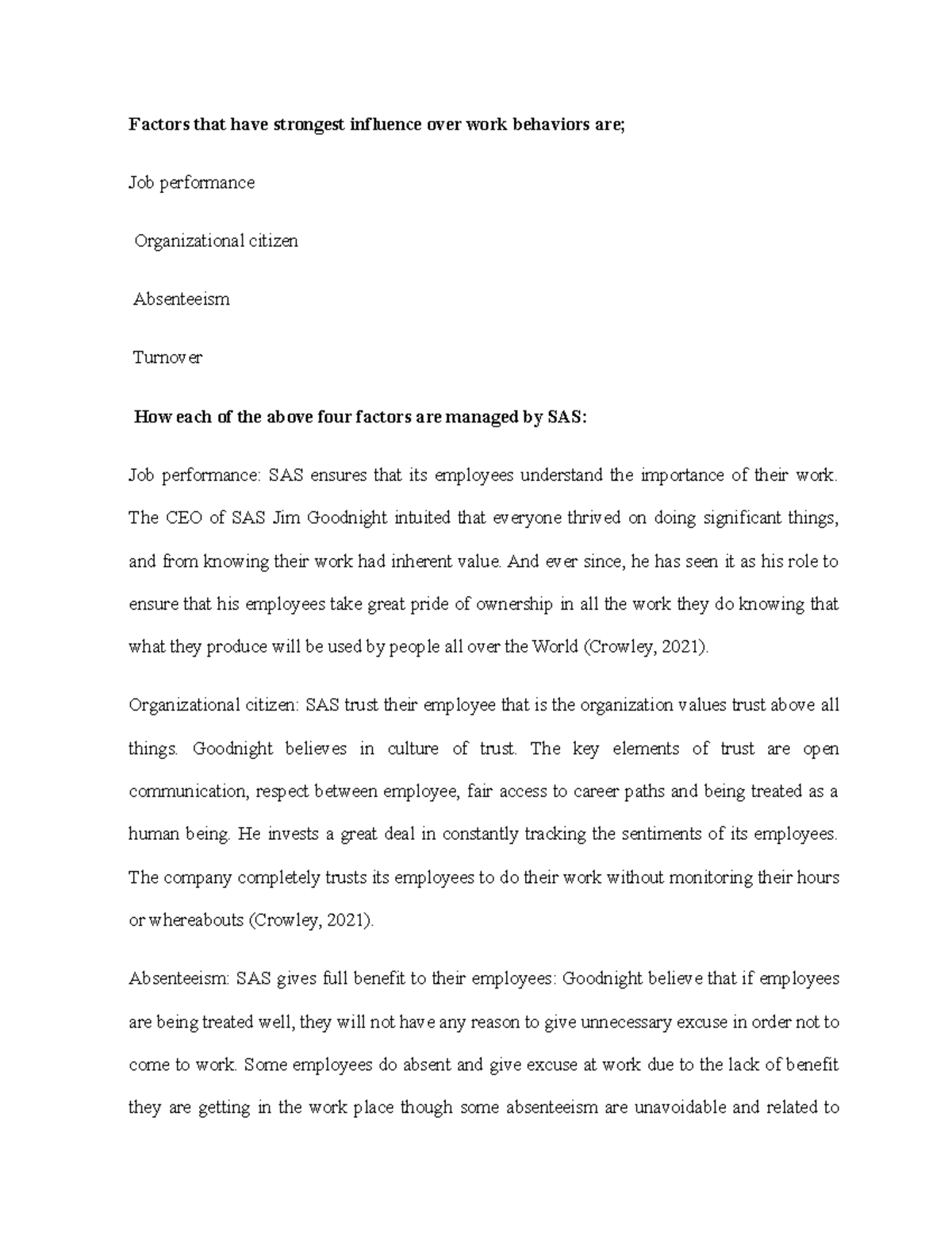 Principles of business management BUS 1101: Written Assignment ...