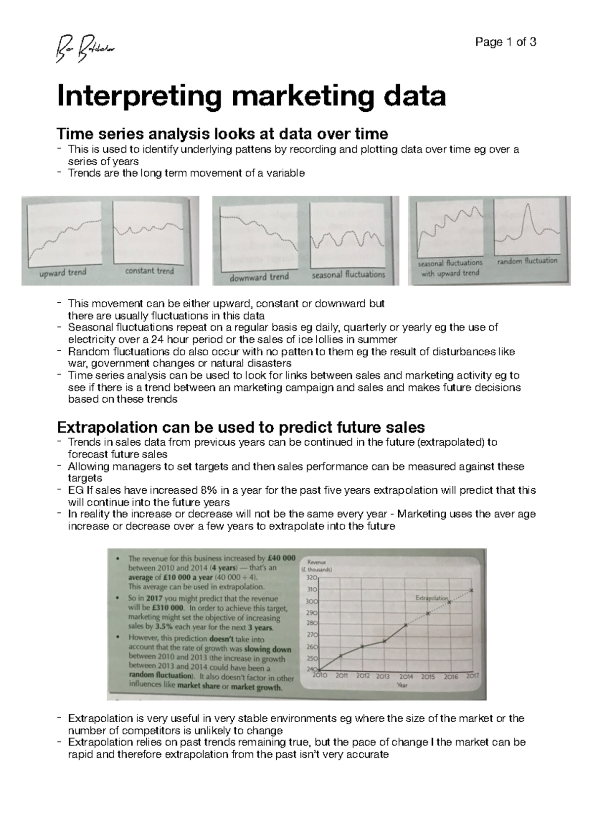 L10 Interpreting marketing data - Page 1 of 3 Interpreting marketing data Time series analysis ...