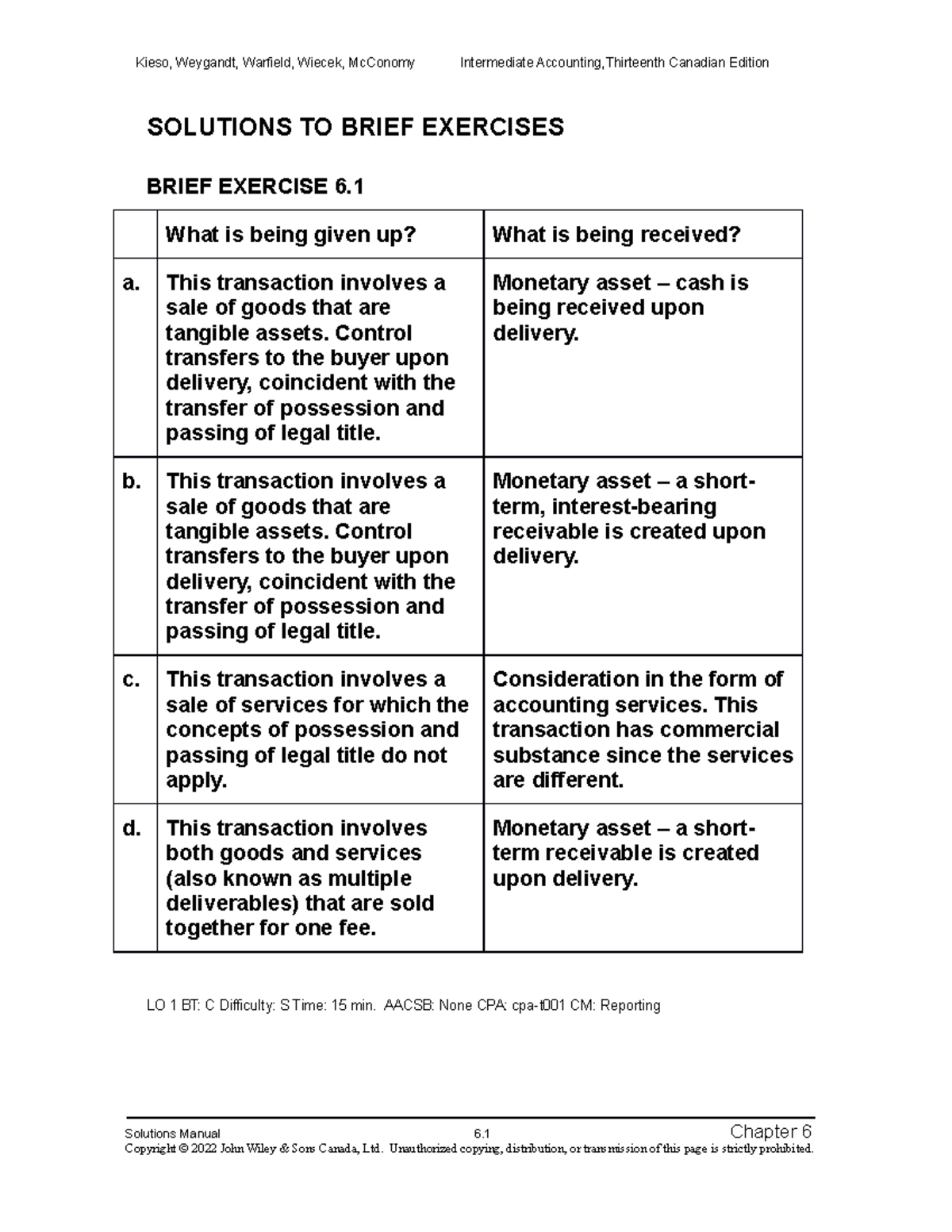 Solutions to Ch.6 - SOLUTIONS TO BRIEF EXERCISES BRIEF EXERCISE 6. What ...