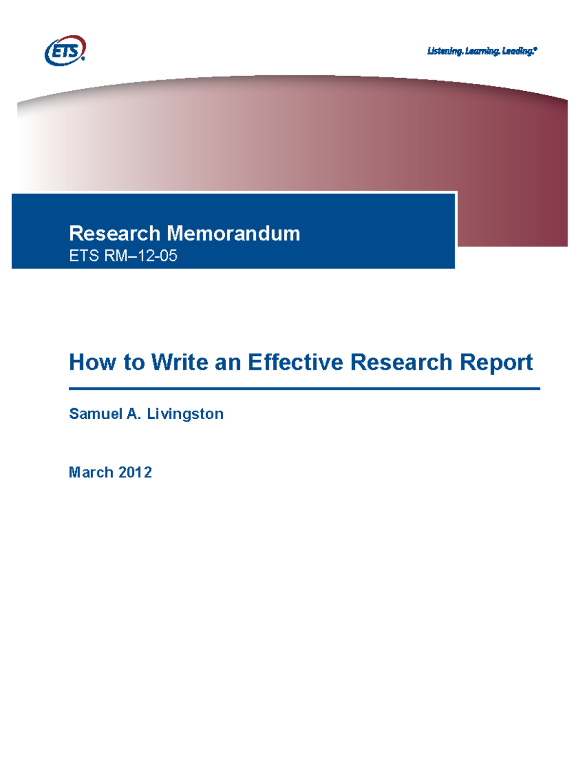 Research methods - How to Write an Effective Research Report Samuel A ...