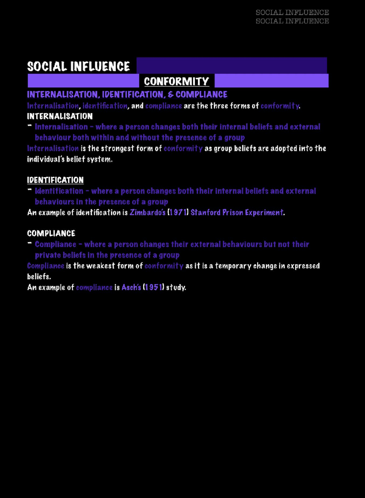 Social Influence: Forms of Conformity - PSY - Studocu