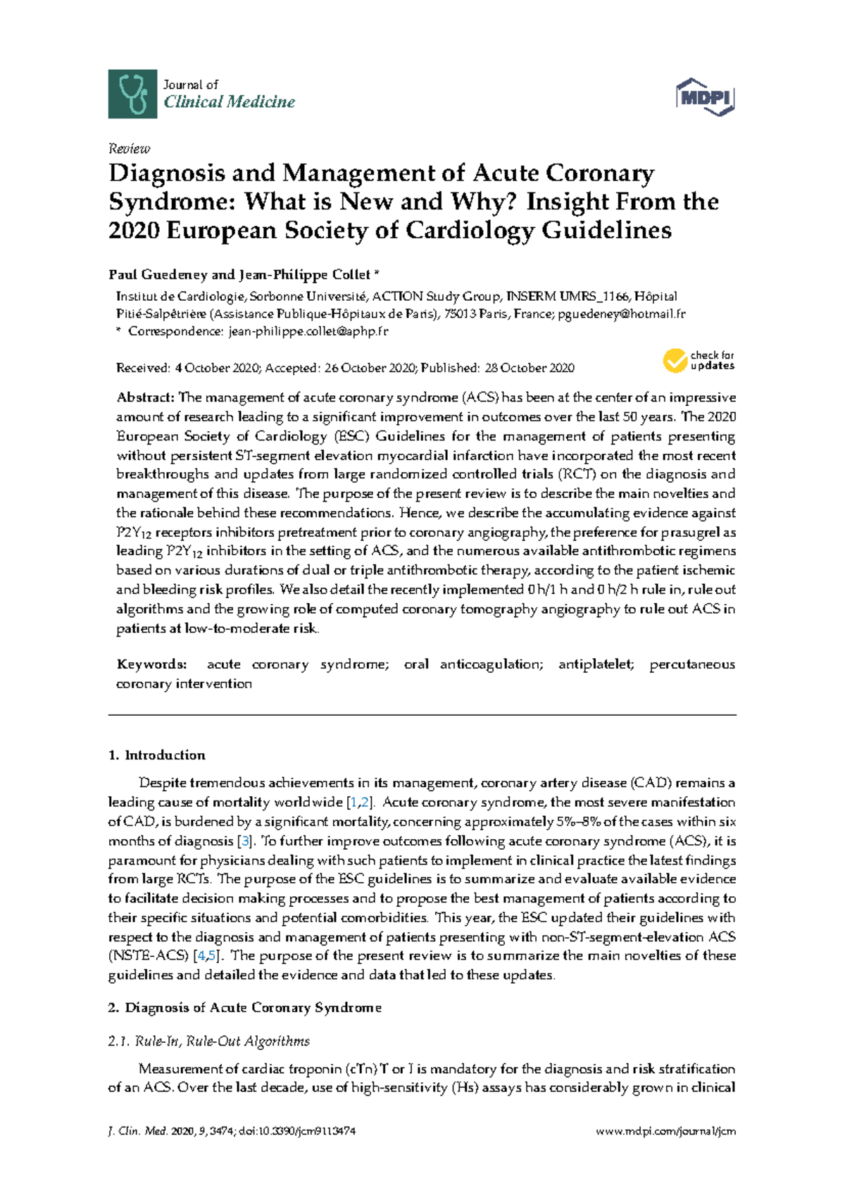 Jcm-09-03474 - MERCI - Journal of Clinical Medicine Review Diagnosis ...