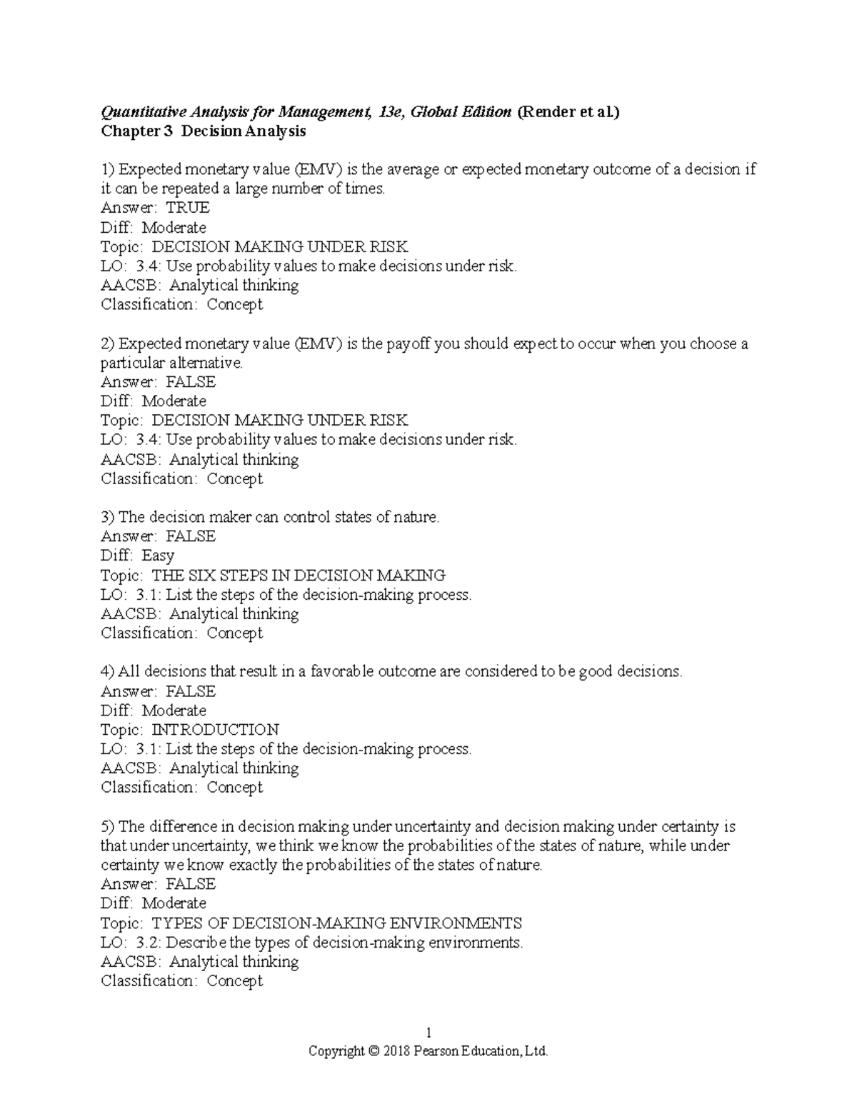 Exam chapter 3 10 October 2012, questions and answers - Quantitative ...
