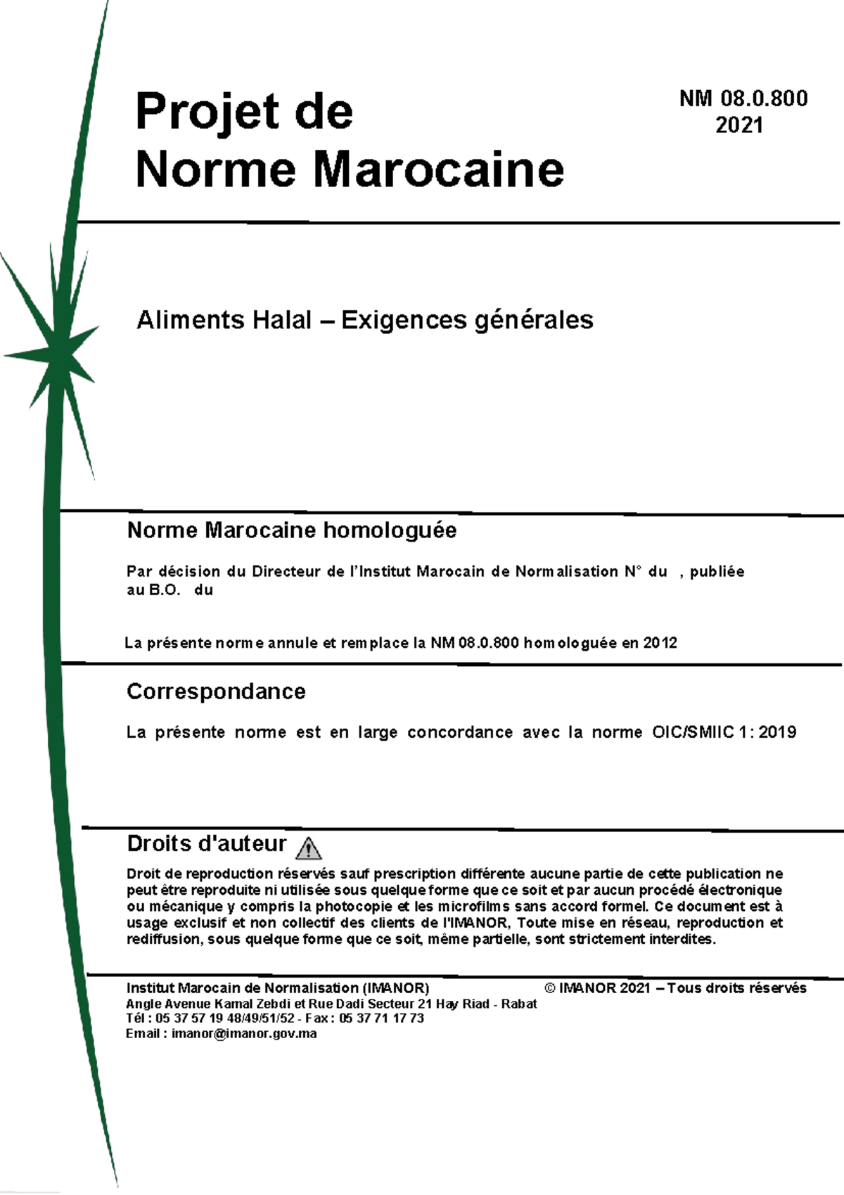 NM-08 - norme marocain - Projet de Norme Marocaine Aliments Halal ...