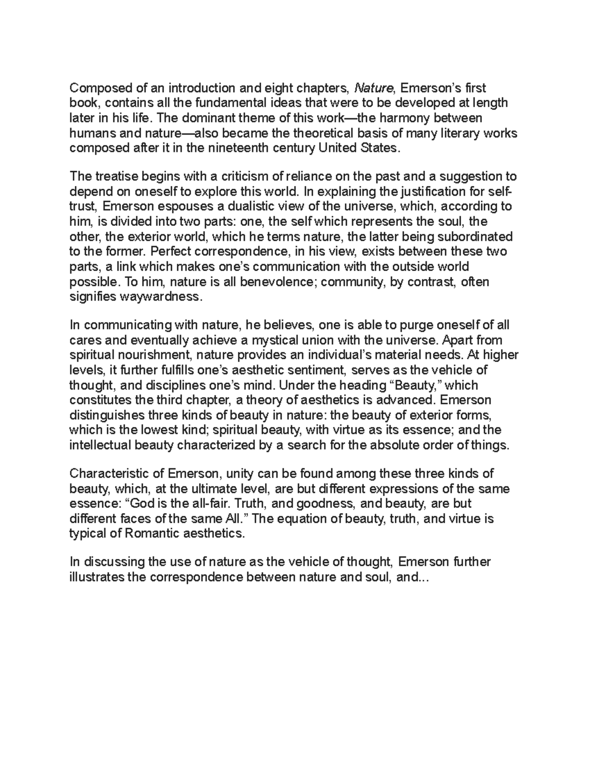 Summary Nature 2 - Composed of an introduction and eight chapters ...