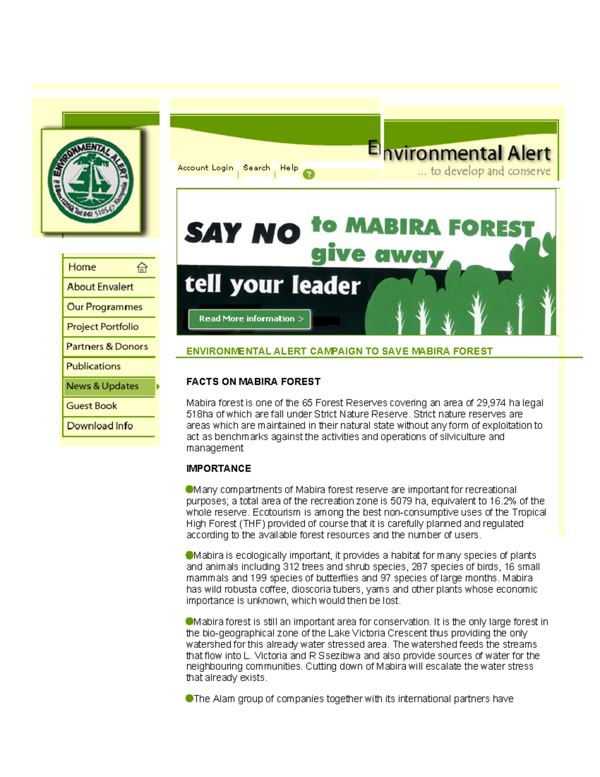 Environmental Alert Campaign TO SAVE Mabira Forest - ENVIRONMENTAL ...