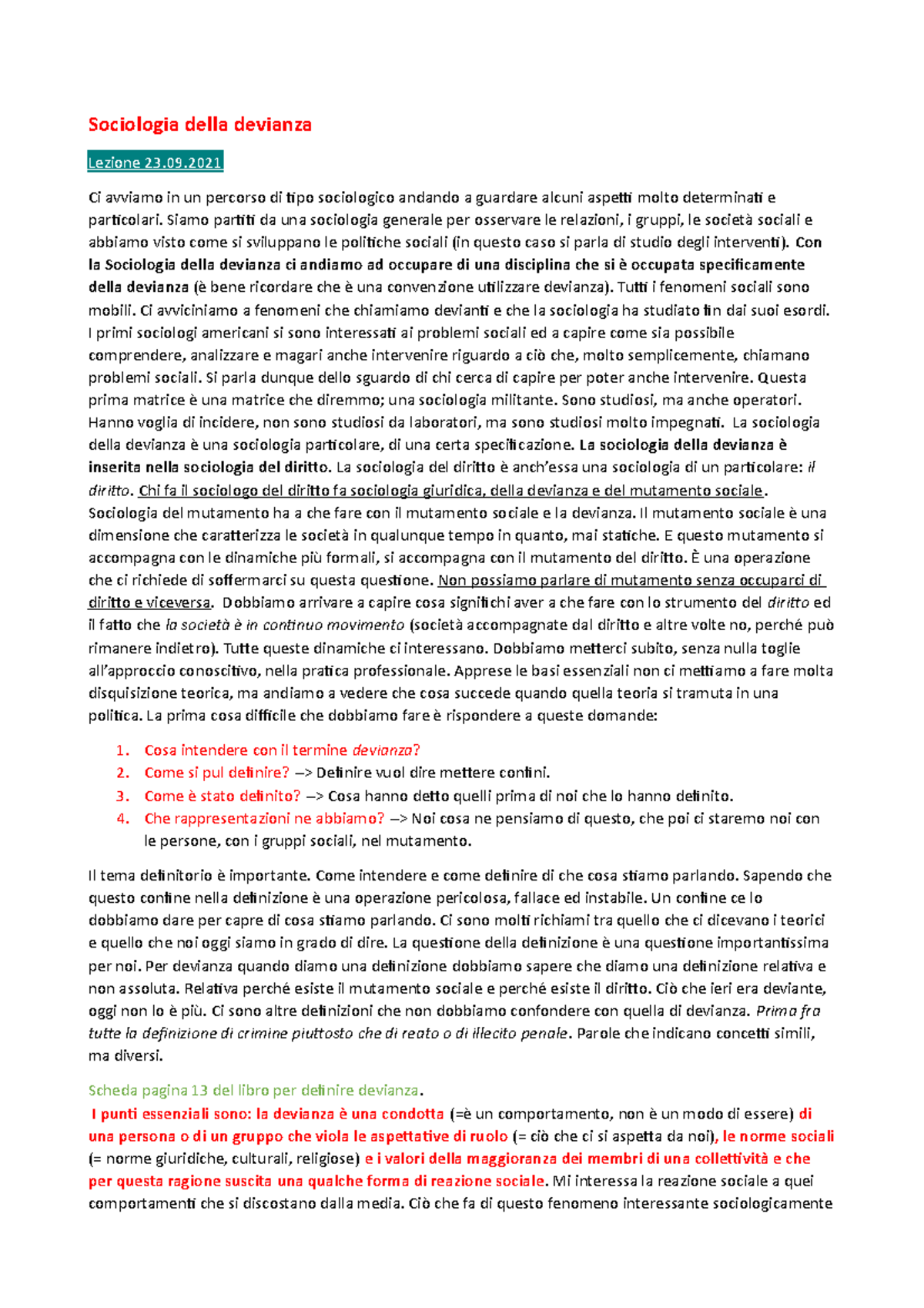 Sociologia devianza appunti presi in classe - Sociologia della devianza Lezione 23. Ci avviamo ...