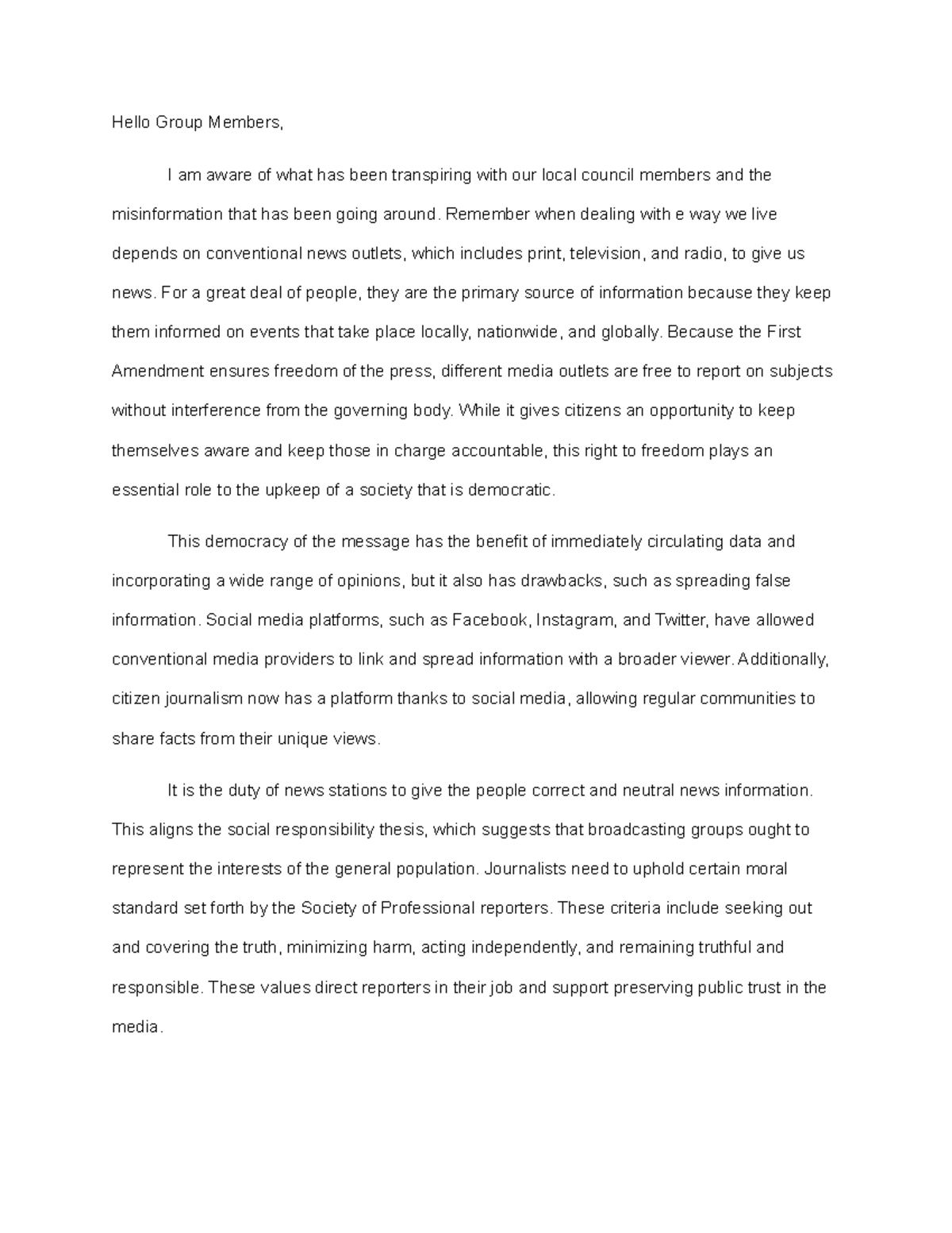 Week 5 - Summative Assessment- Roles and Responsibilities of Media ...