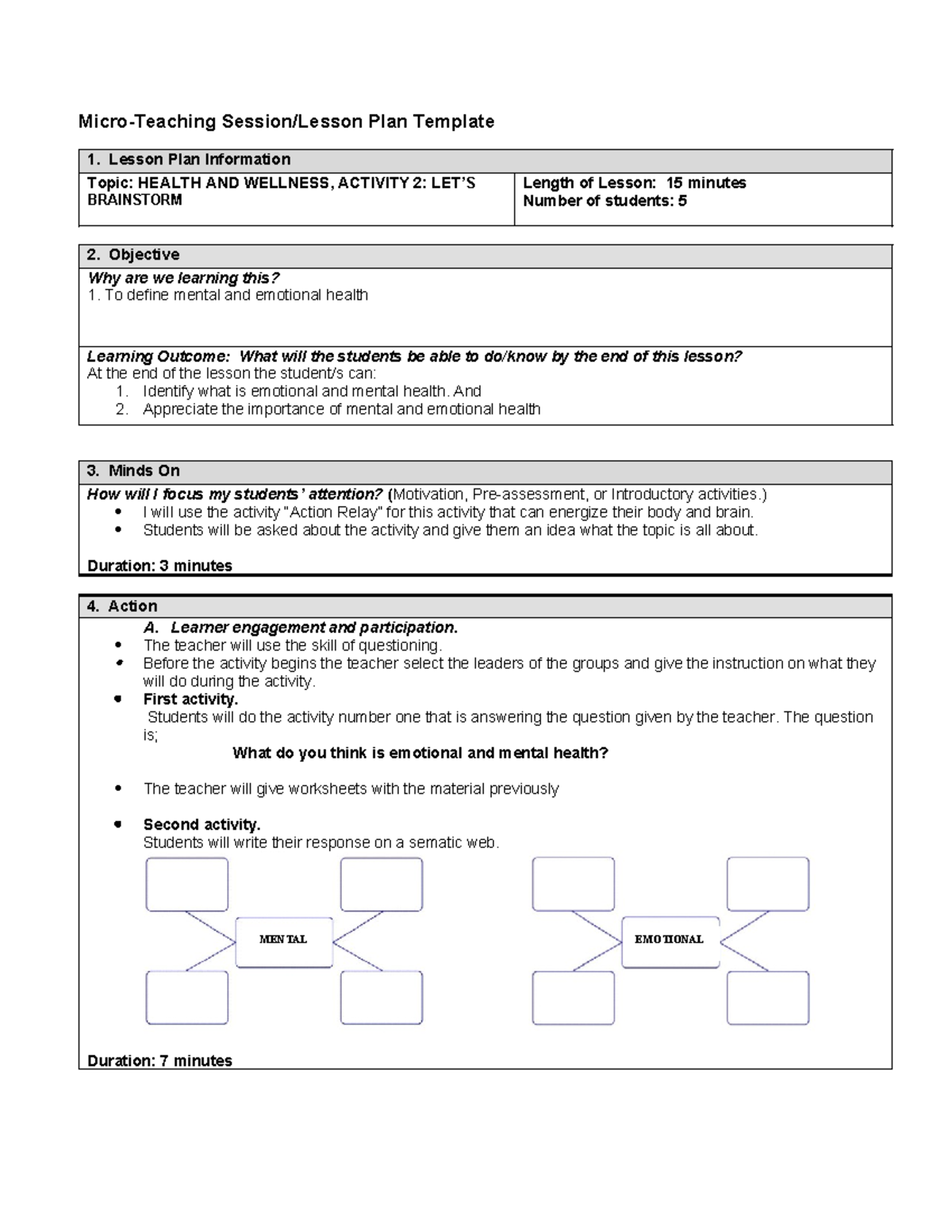Micro- Teaching-LP - Micro-Teaching Session/Lesson Plan Template 1 ...