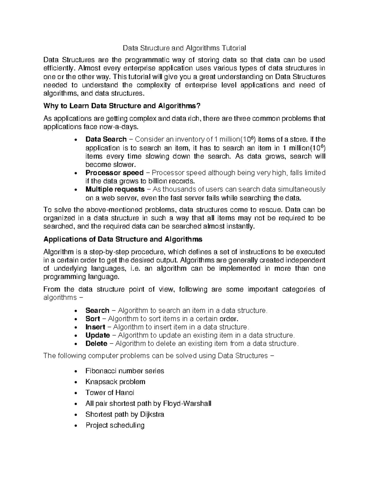 Data Structure and Algorithms Tutorial - Almost every enterprise ...