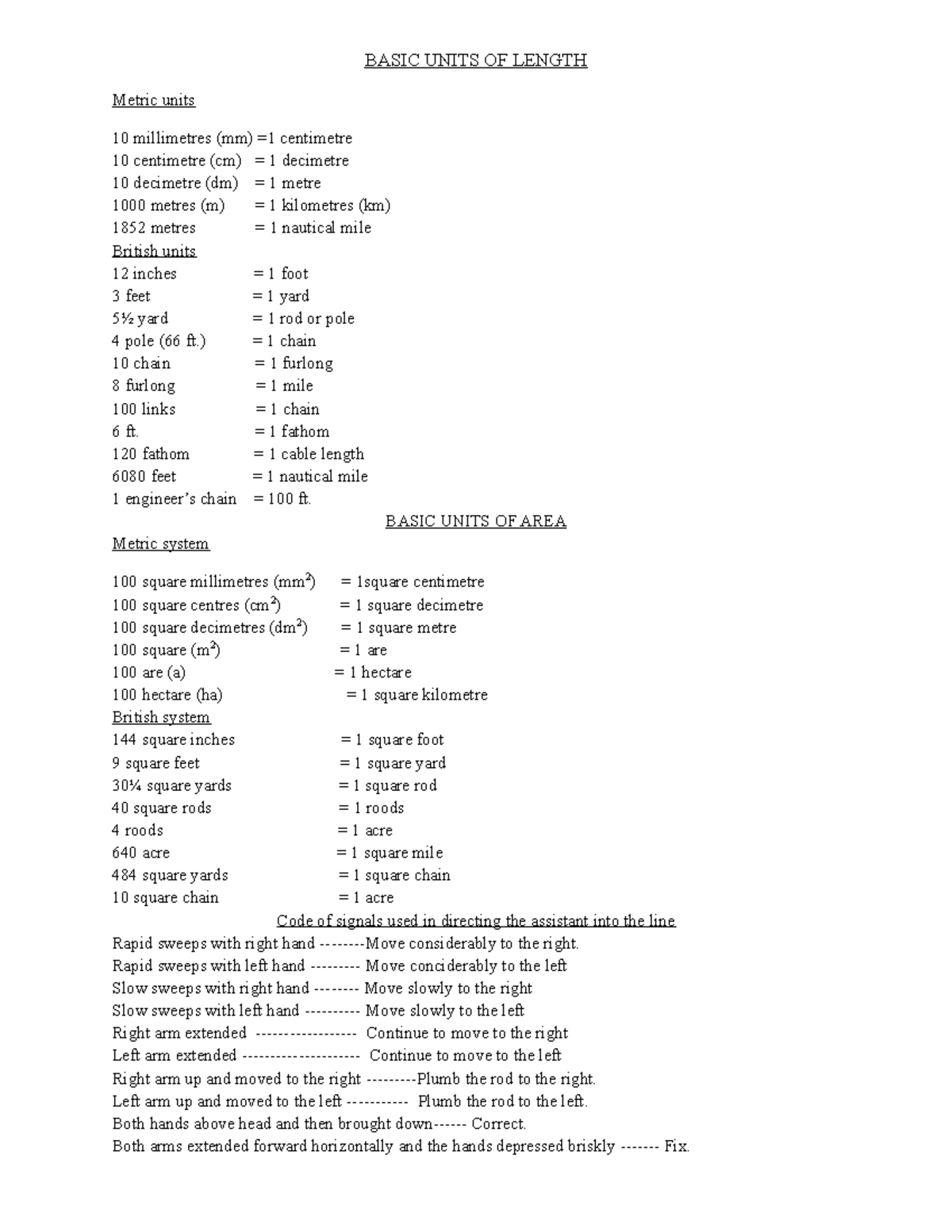 Basic Units Assignment BASIC UNITS OF LENGTH Metric Units 10