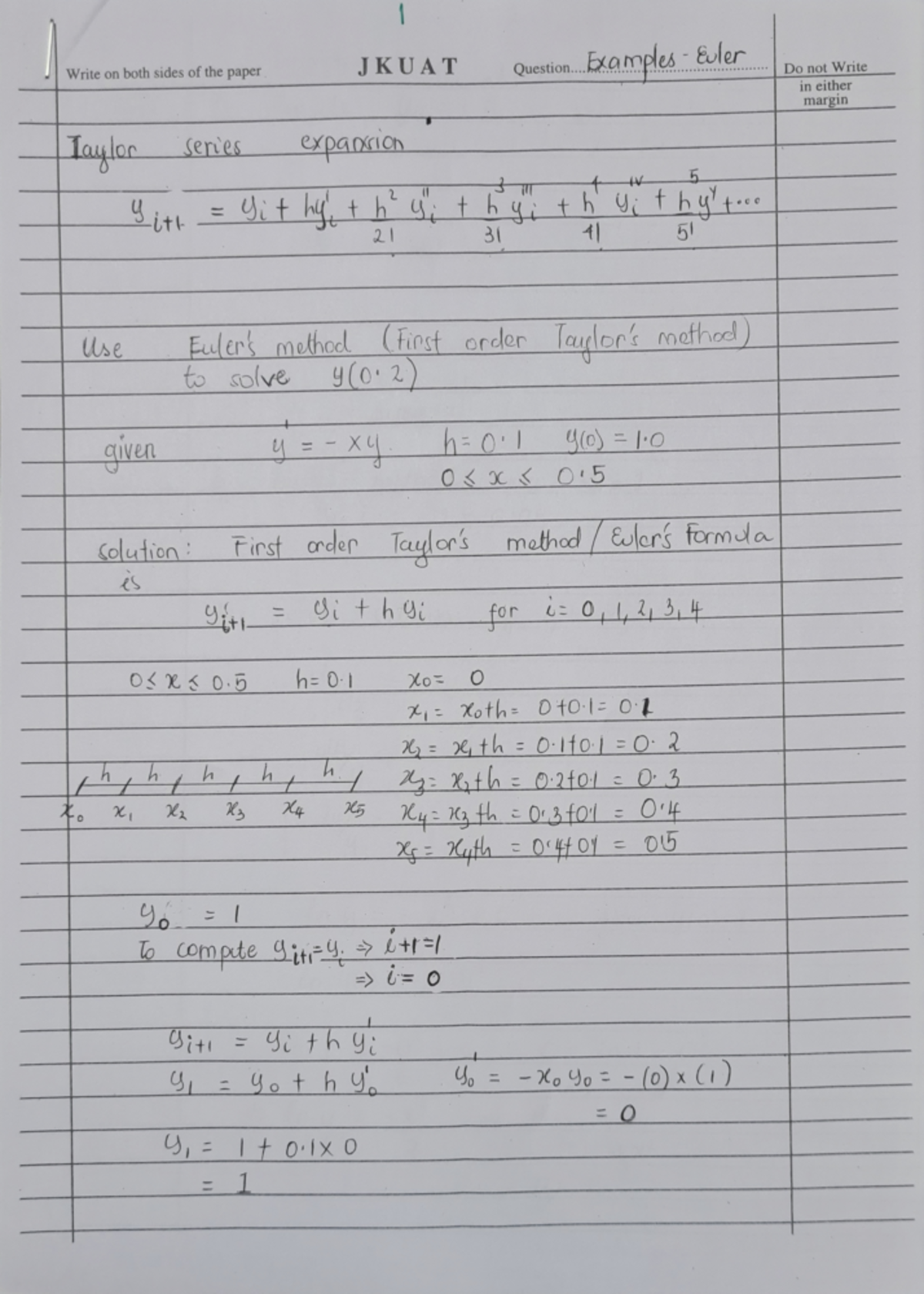 Euler Taylor Series Runge Kutta Examples Mechatronics Engineering