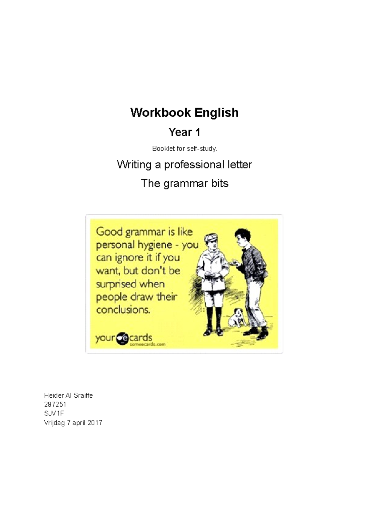 WORKbook English year 1 - Workbook English Year 1 Booklet for Writing a ...