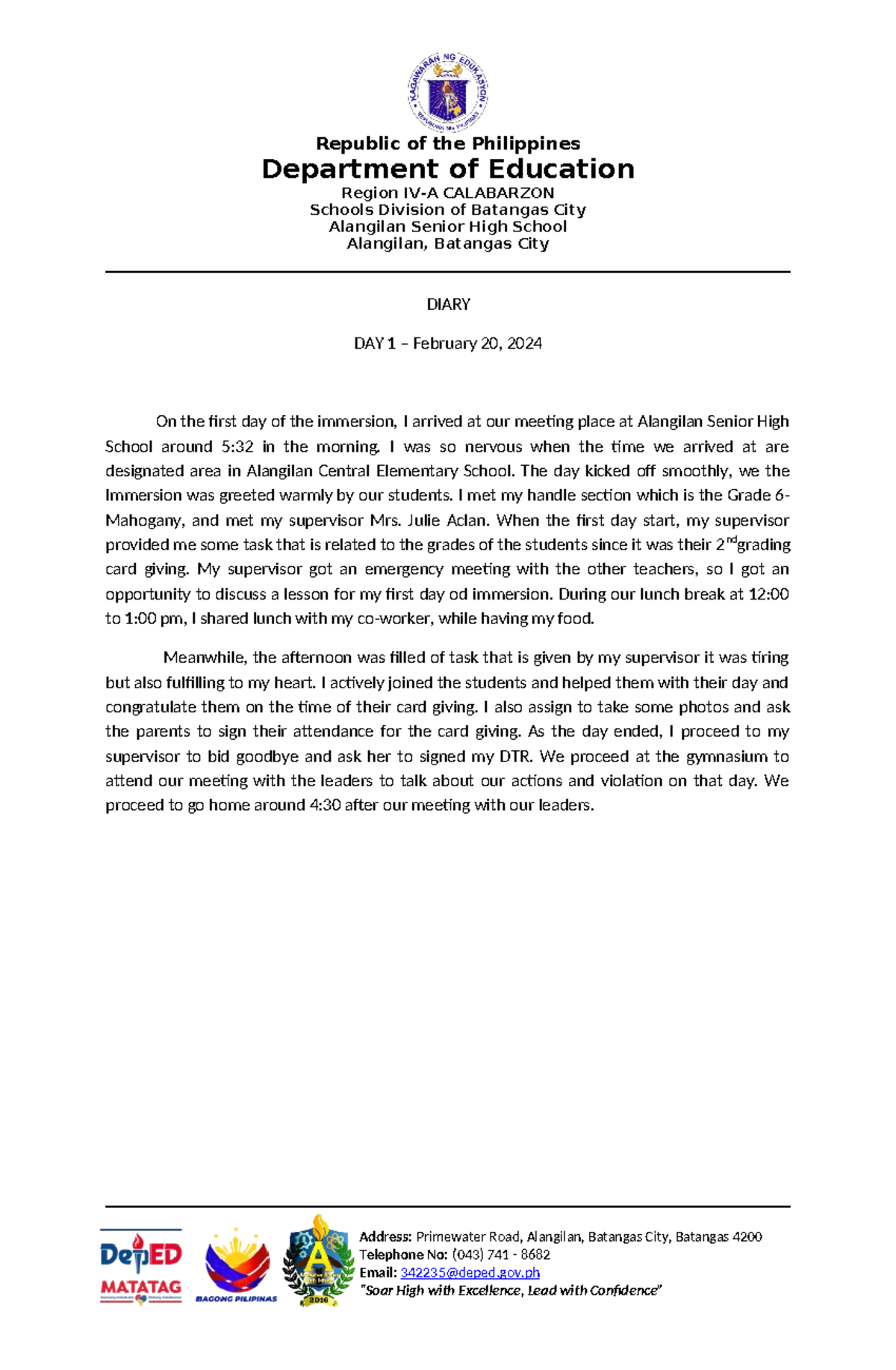 Diary - good - Department of Education Region IV-A CALABARZON Schools ...