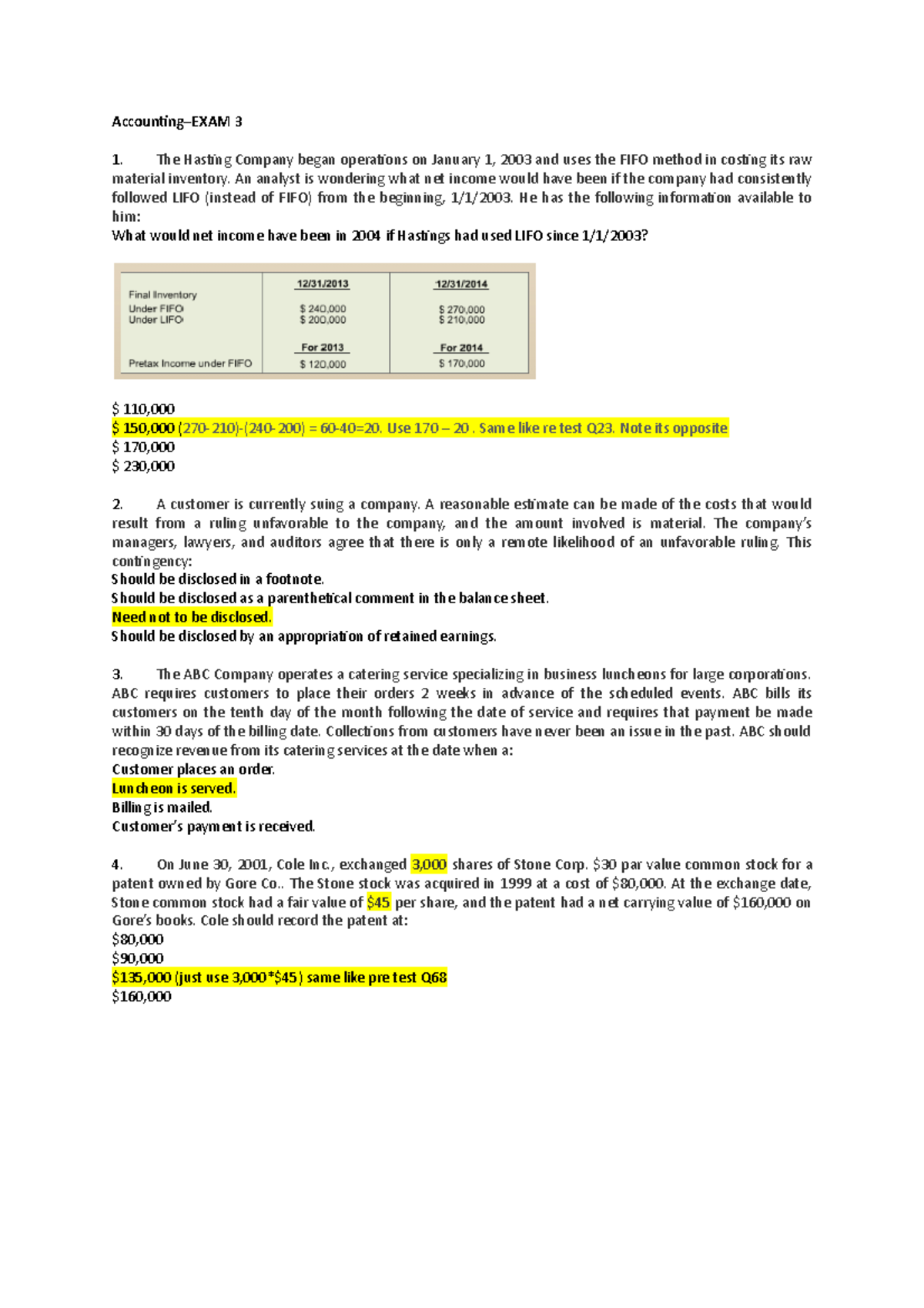 Harvard Business Publishing Exam 3 - Accounting–EXAM 3 The Hasting ...