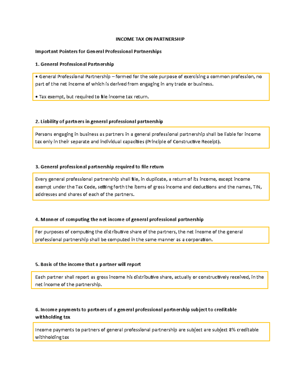 Income TAX ON Partnership - INCOME TAX ON PARTNERSHIP Important ...